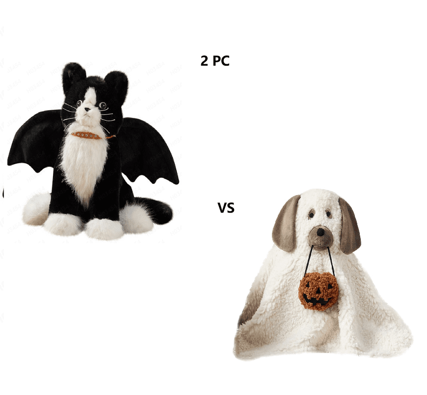 Jinkey Halloween Cleo The Cat Ghost Plush Pillow - Cute & Soft Stuffed Ghost Cat, Halloween ...