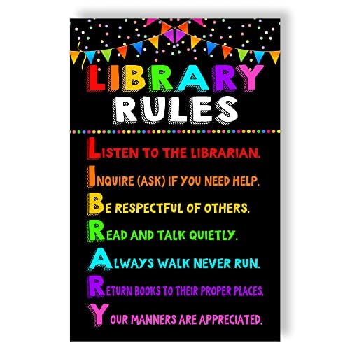 Jinniee Library Rules Poster Kids Rules Posters Classroom Wall Art ...