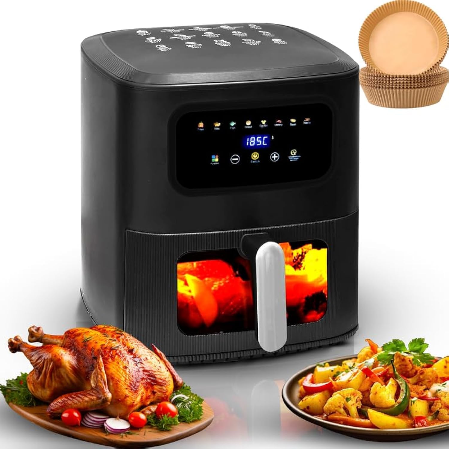 Jinou Airfryer 8L NonStick bucket Digital Temperature Control The smart ...