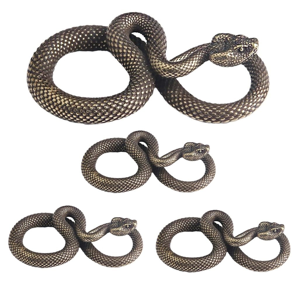 Jinshining 4Pcs Bronze Snake Figurine Decor High Simulation Fantasy ...