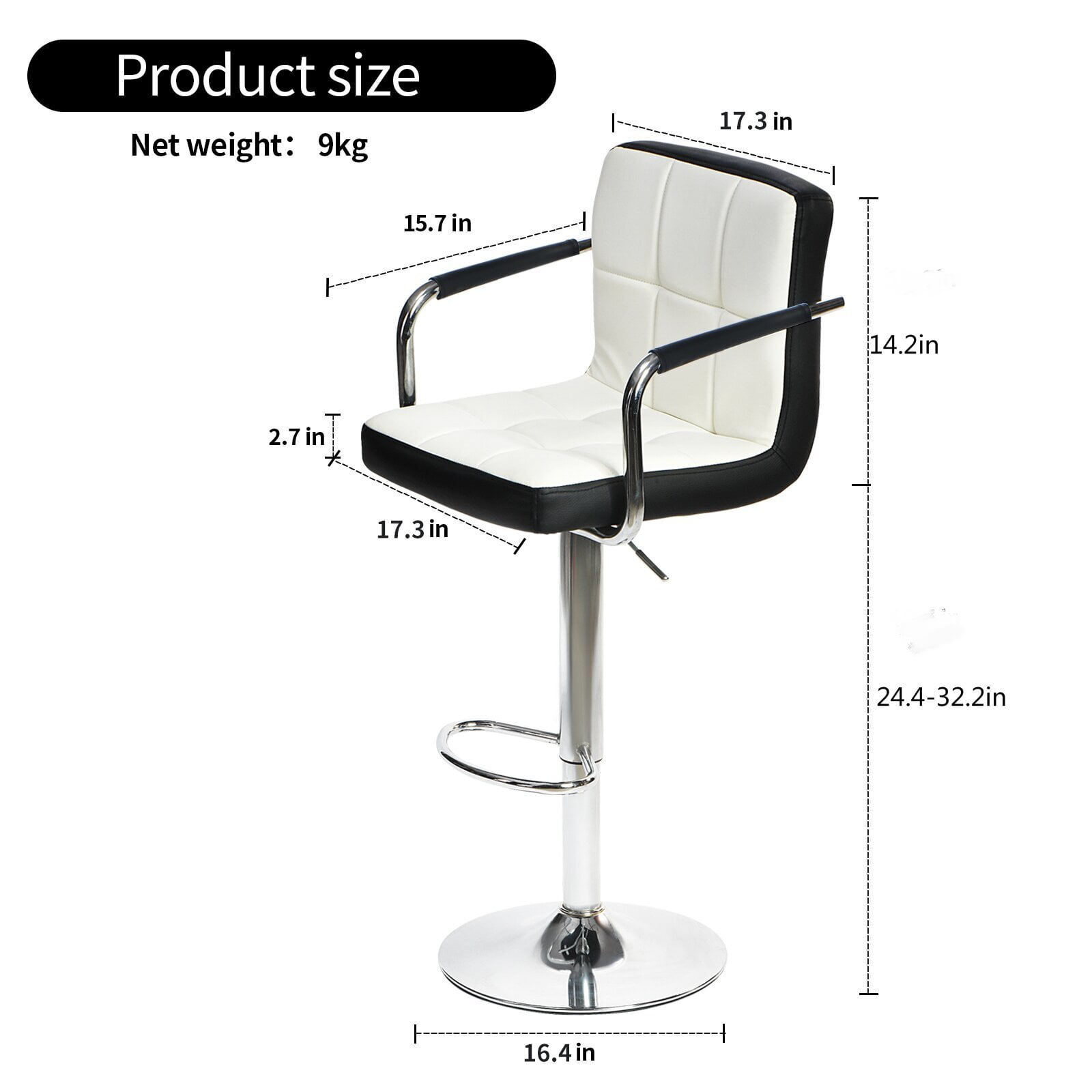 Jinsi Nan Bar Stools: 360° Rotating Bar Stool with Armrest, Adjustable ...