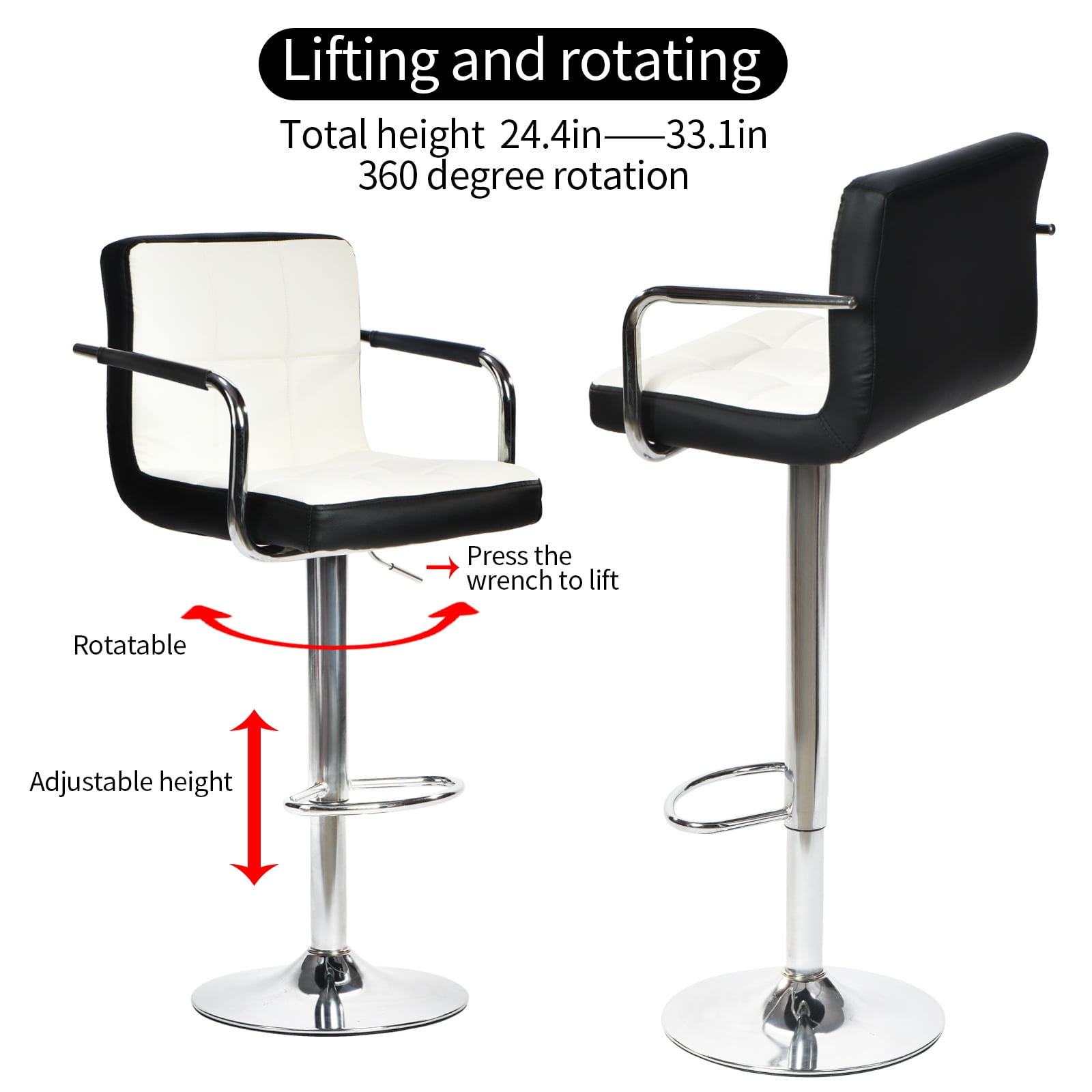 Jinsi Nan Bar stools : 360 Rotating Bar Stool with Armrest, Free-Lift ...