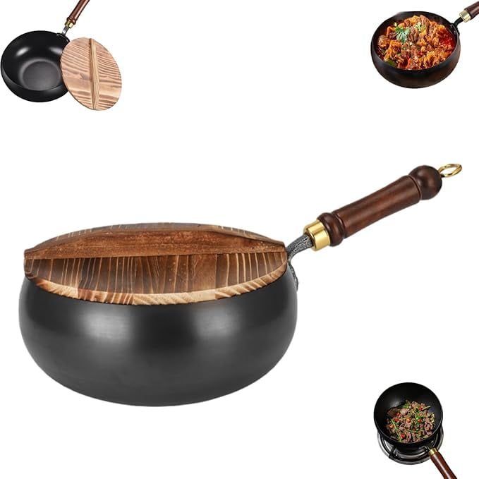 Jinswhdre Cast Iron Skillet, Japanese Iron Pan, Cast Iron Braiser, Hand ...