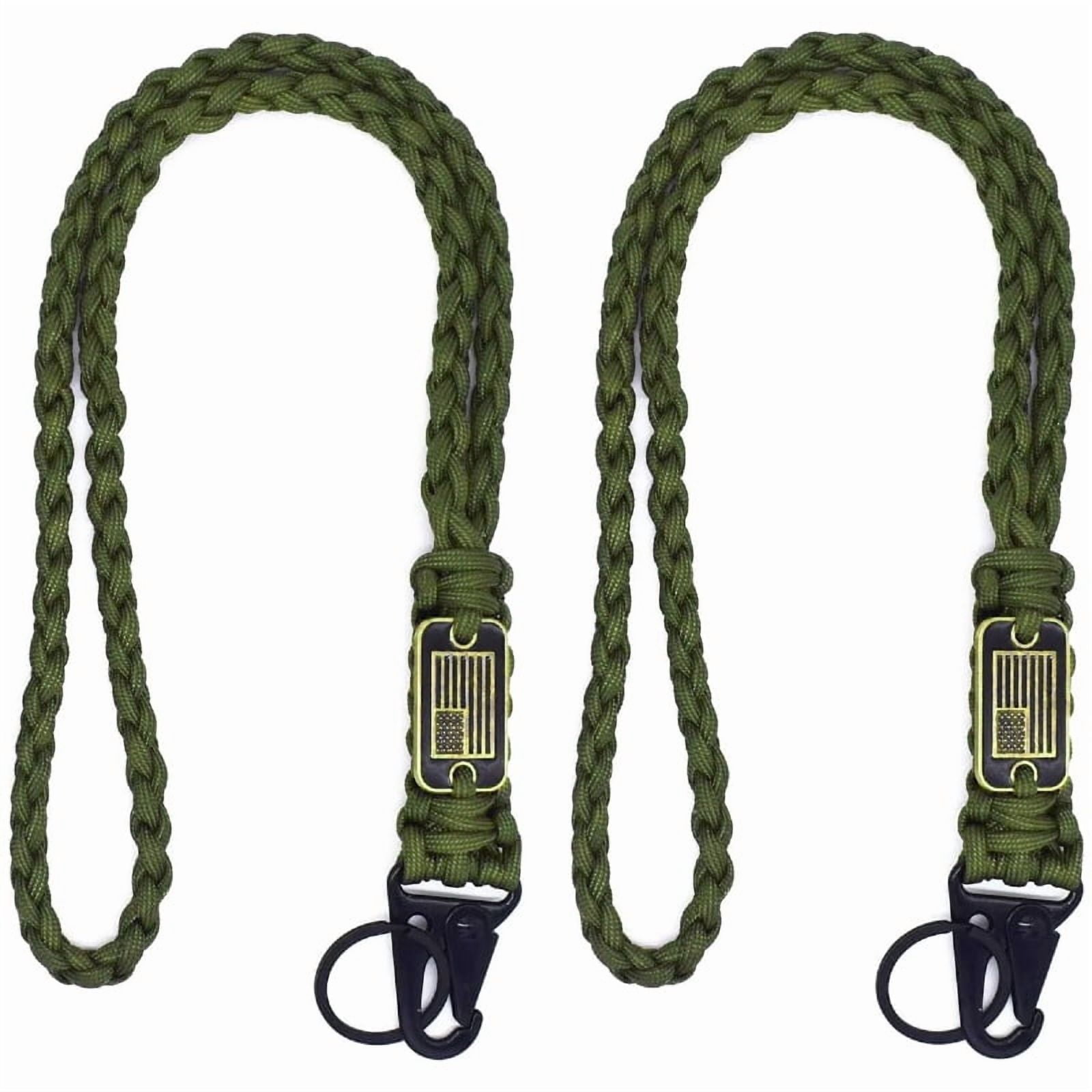 Jinswick 2 Pcs Heavy Duty Braided Paracord Lanyard Keychain with USA ...