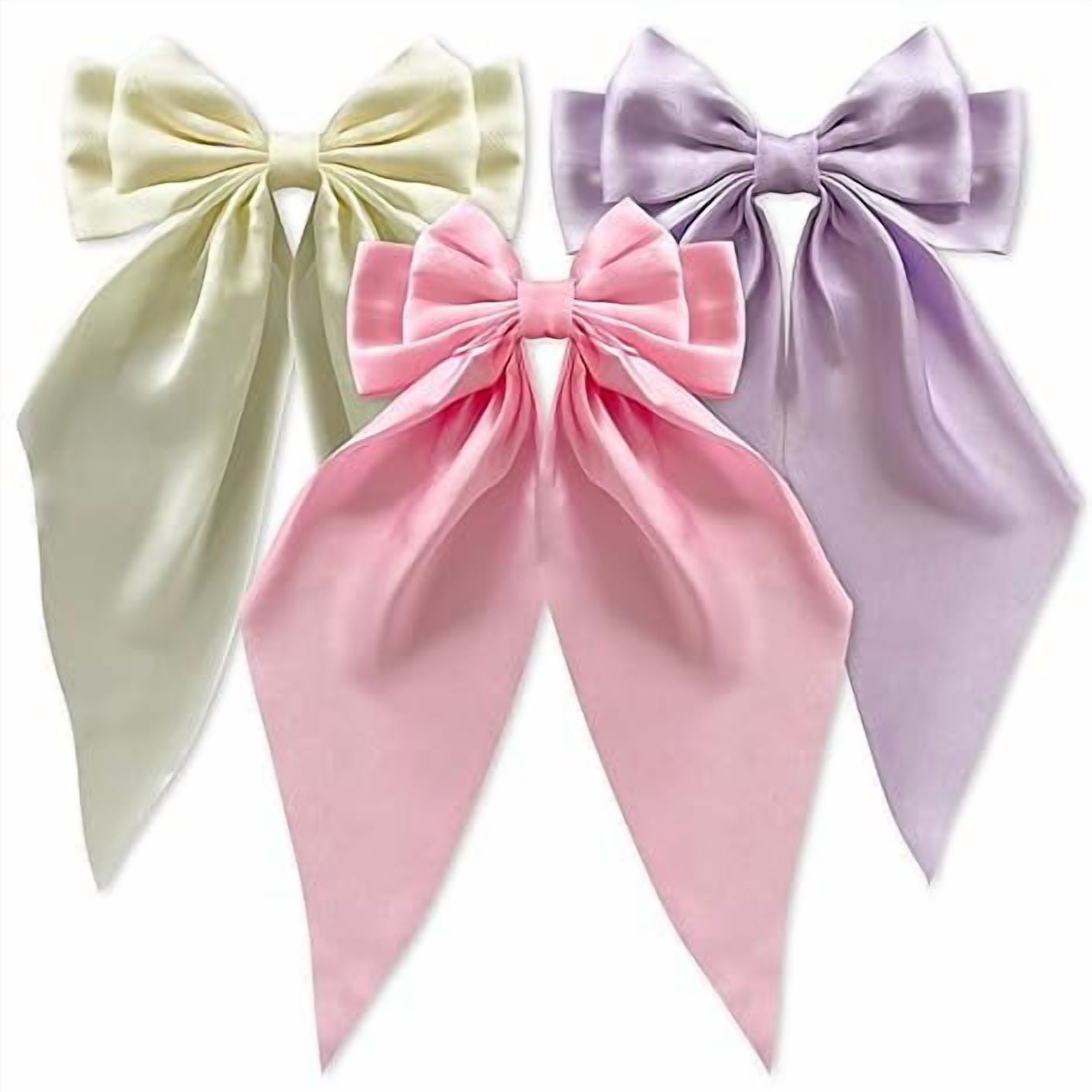 Jinswick 3 PCS Silky Satin Hair Bows, Oversized Long Tail Bows with ...