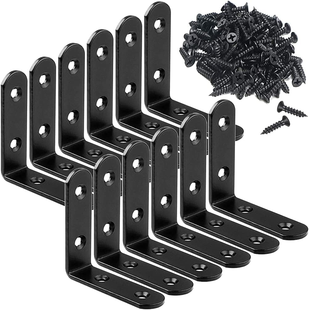 Jinswick 30Pack Black Corner Brace L Brackets Stainless Steel Heavy ...