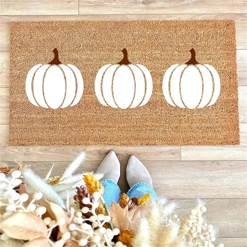 Jinswick Fall Welcome Doormat, Fall Pumpkin Front Door Outdoor Doormat ...