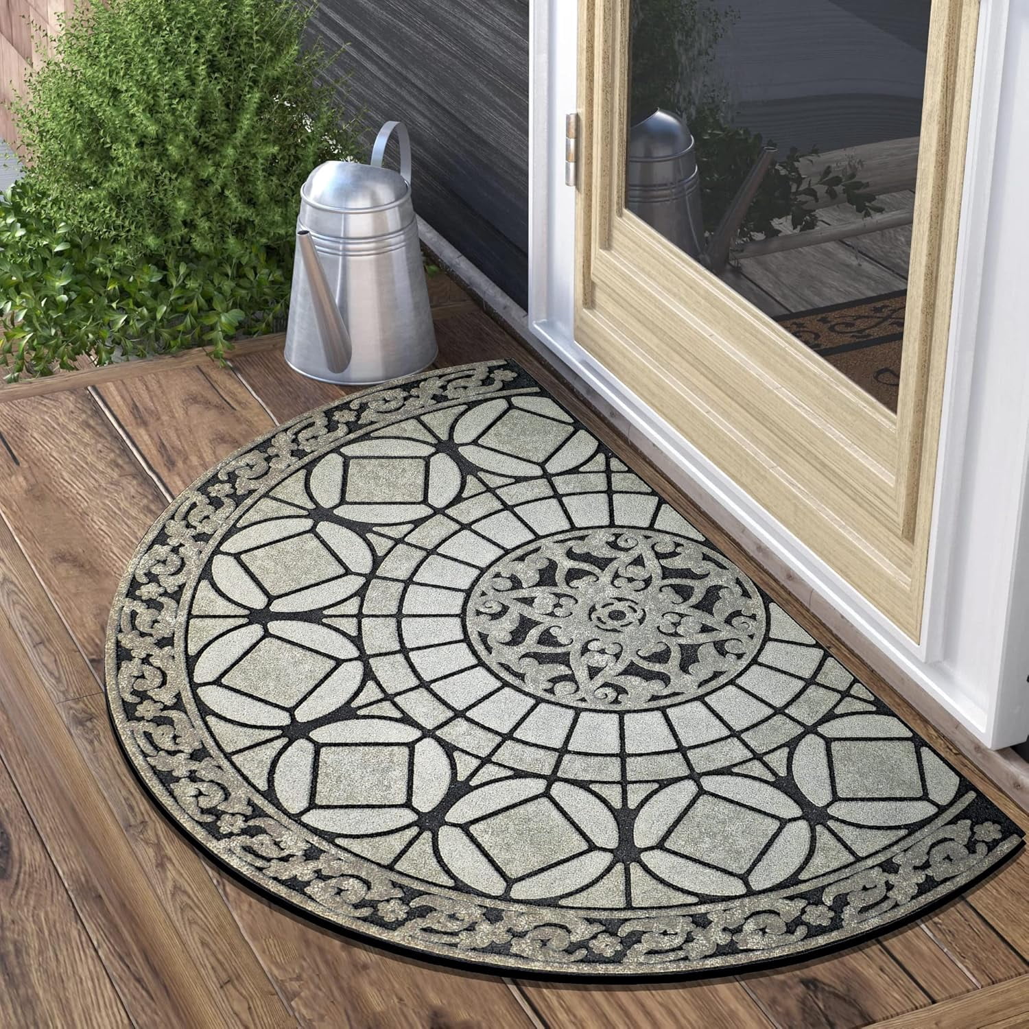 Jinswick Half Round Door Mat for Outside Entry Rug Decorative Welcome ...