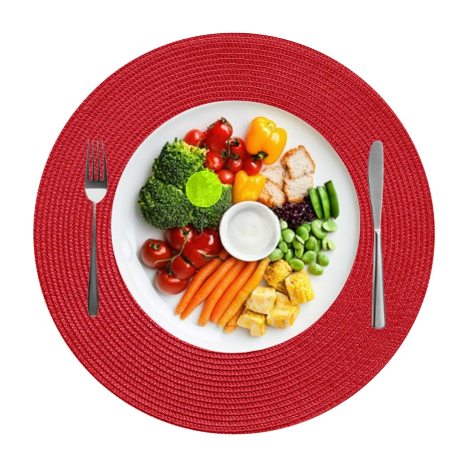 Jinswick Round Woven Placemat Set of 2, 15-Inch Bohemian Style ...