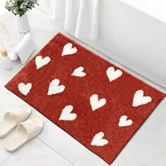 Jinswick Valentine's Day Heart Bath Mat for Bathroom Decor, Valentine ...