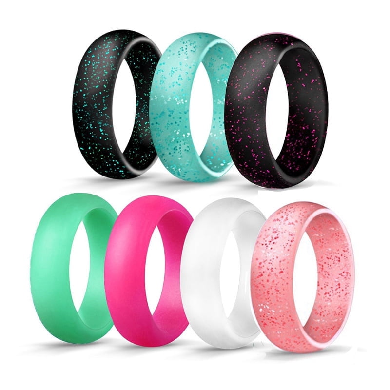 Jinswick Women's Silicone Engagement Rings, 5.7mm Wide 2mm Thick Rubber ...