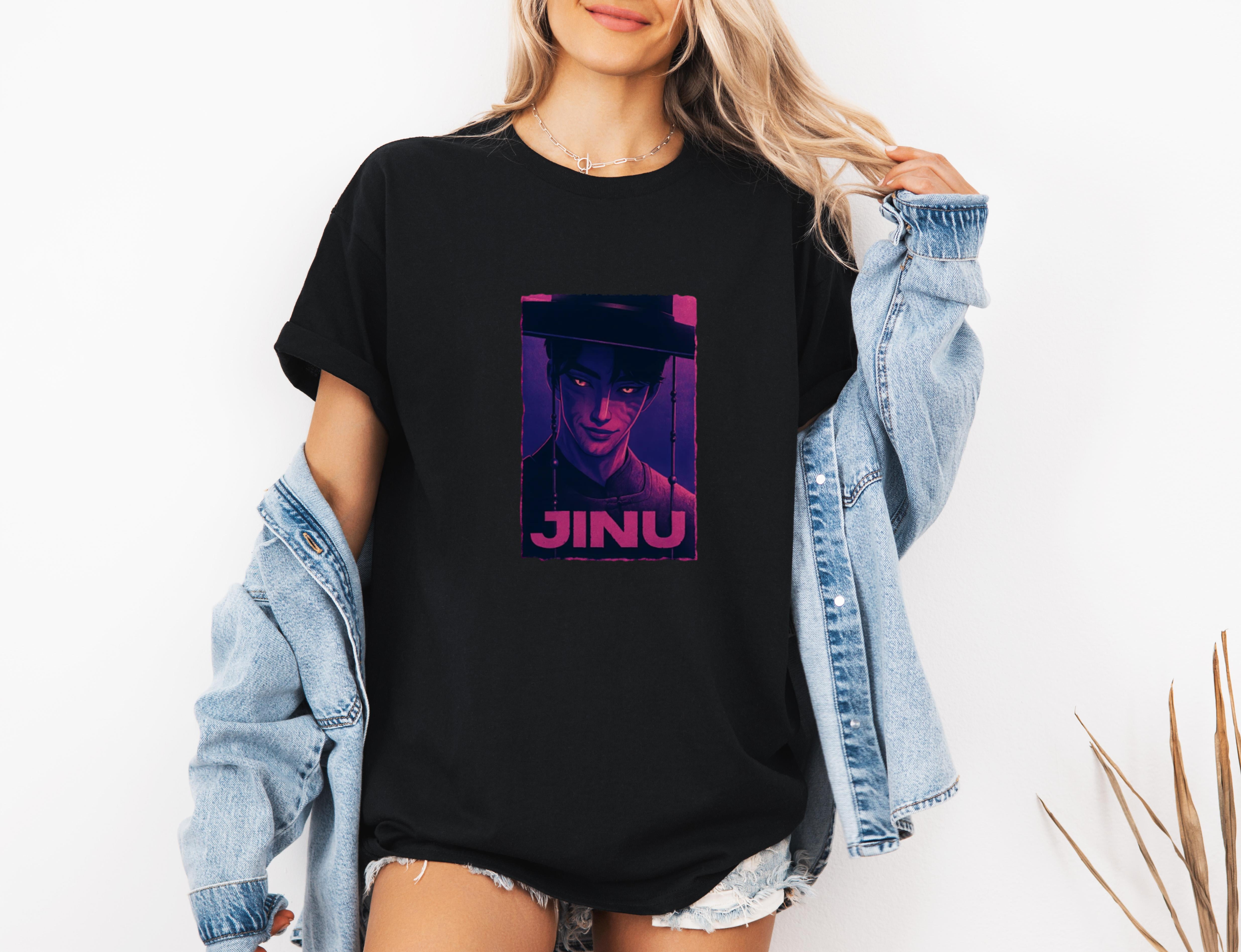 Jinu Neon Smirk K Pop Demon Hunters Cyberpunk Fan Art Graphic Unisex T ...