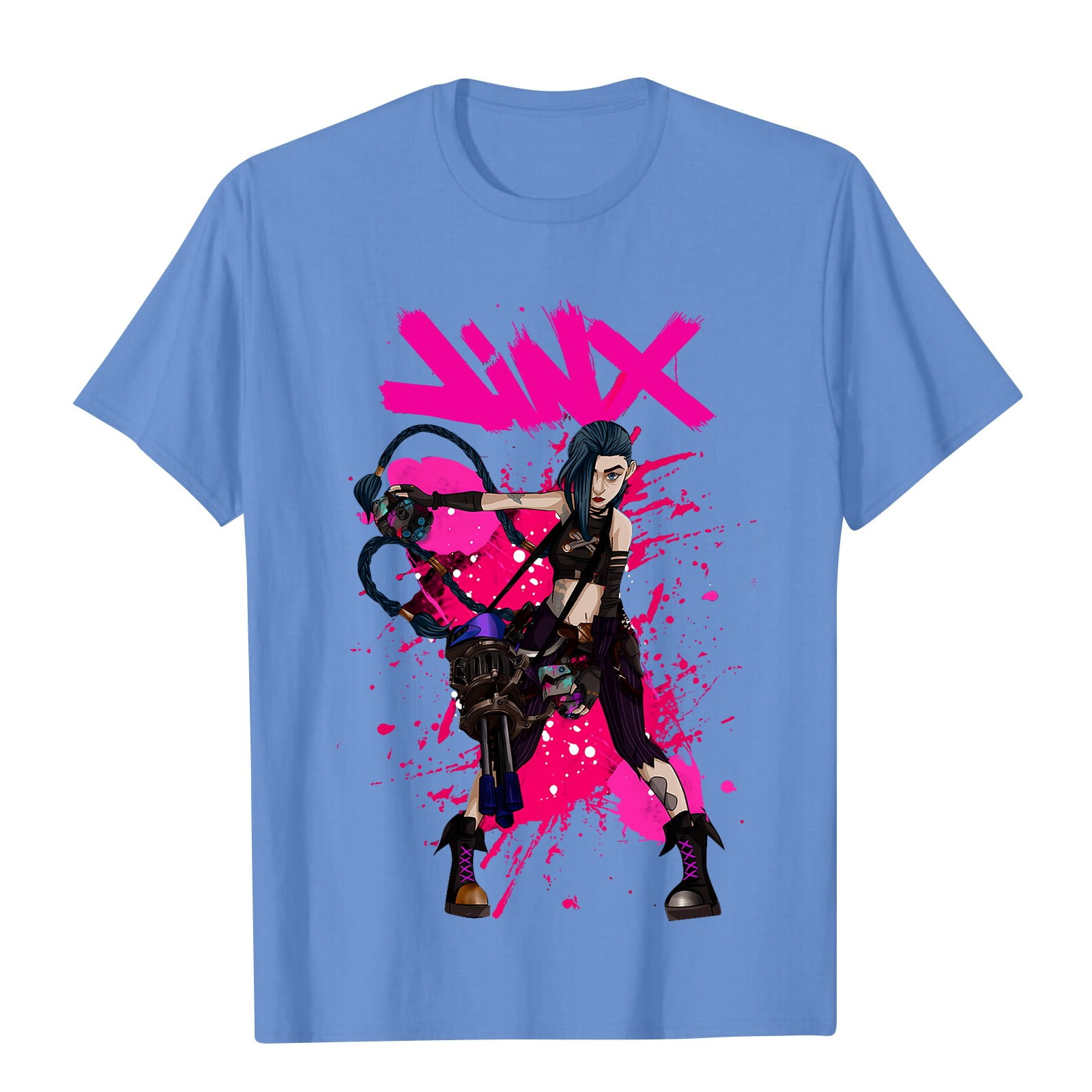 Jinx Arcane Print Cozy T-shirt Graphic Red T-Shirt with Unique ...