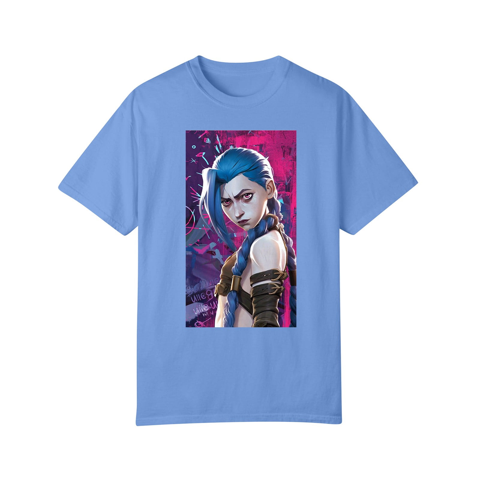 Jinx Arcane Print Hoodies Women's Arcane Printed Neck Short Sleeve Top ...