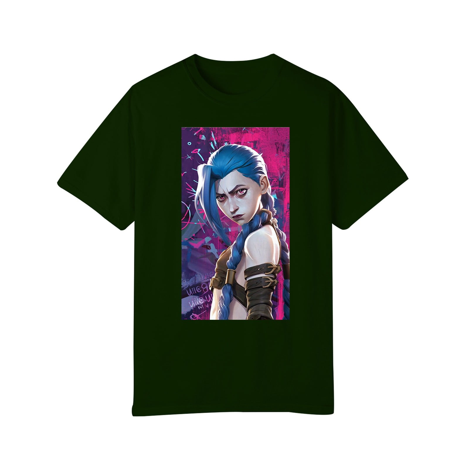 Jinx Arcane Print Hoodies Women's Arcane Printed Neck Short Sleeve Top ...