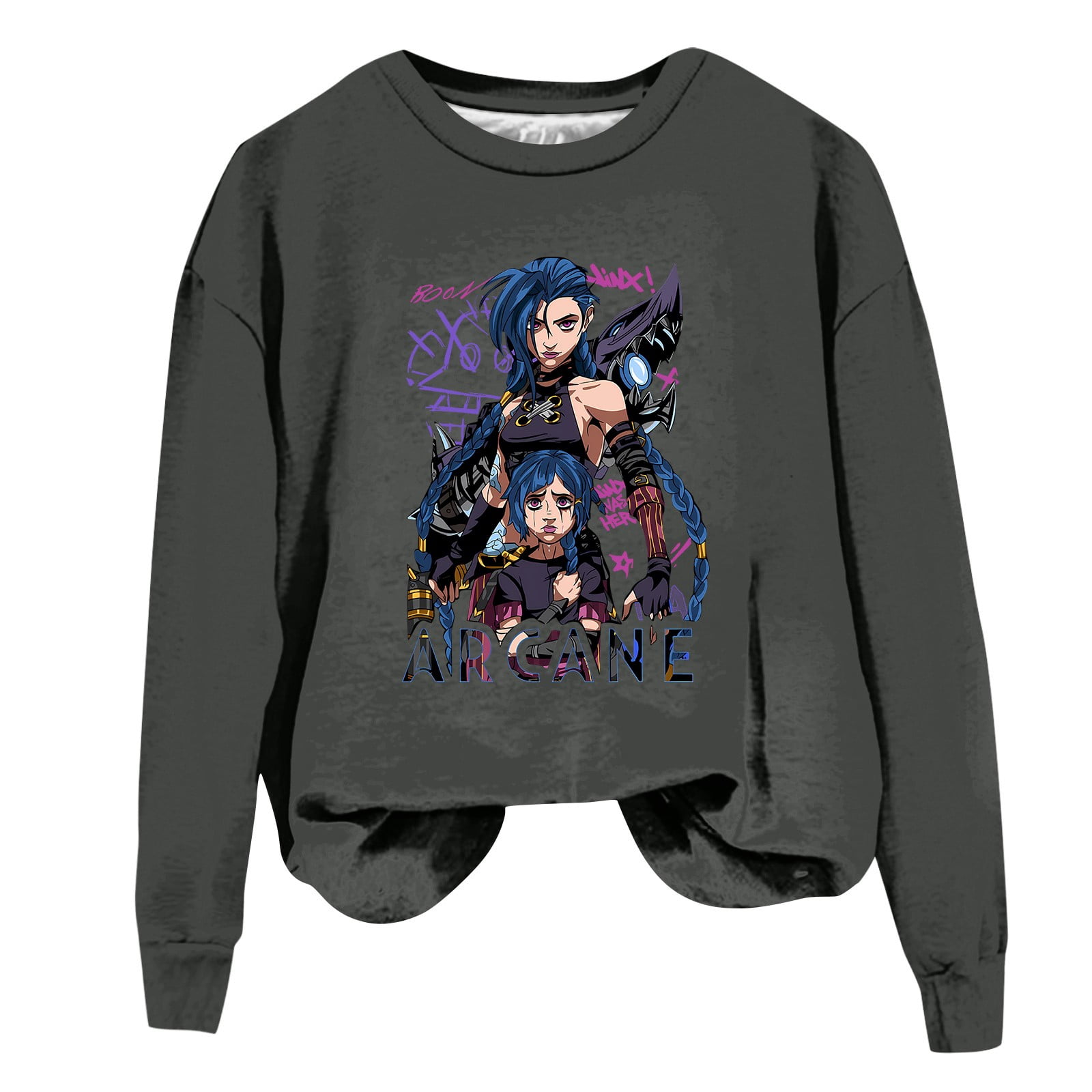 Jinx Arcane Print Hoodies Women's Casual Fashion Print Long Sleeve O ...