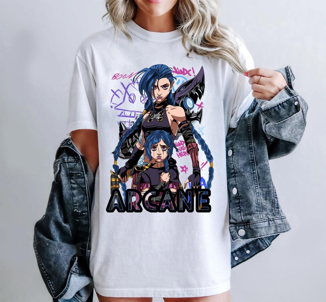 Jinx Arcane Shirt, League of Legends Anime lol Tee - Walmart.com