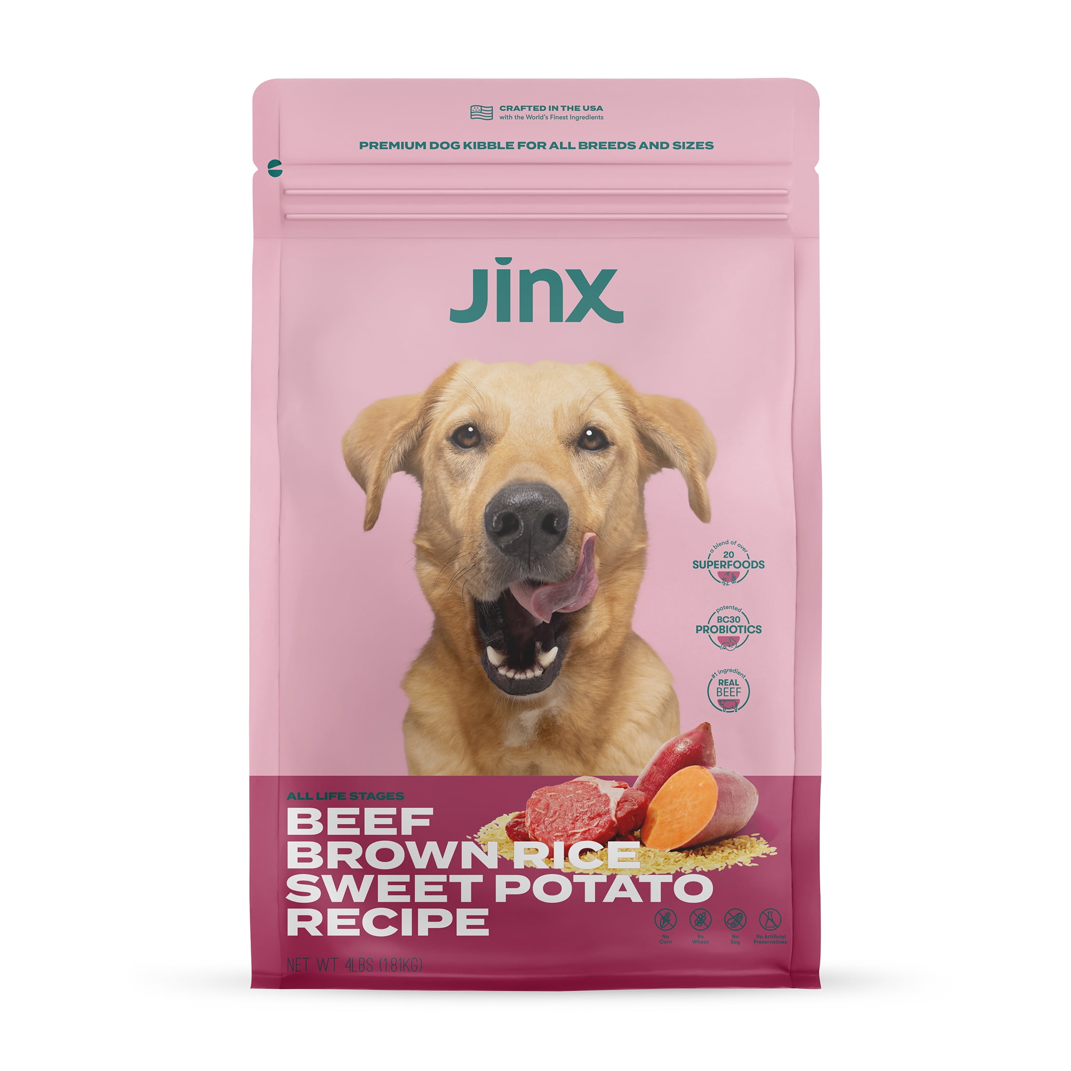 Jinx Beef, Brown Rice & Sweet Potato Dry Dog Food, 4 lb. Bag - Walmart.com