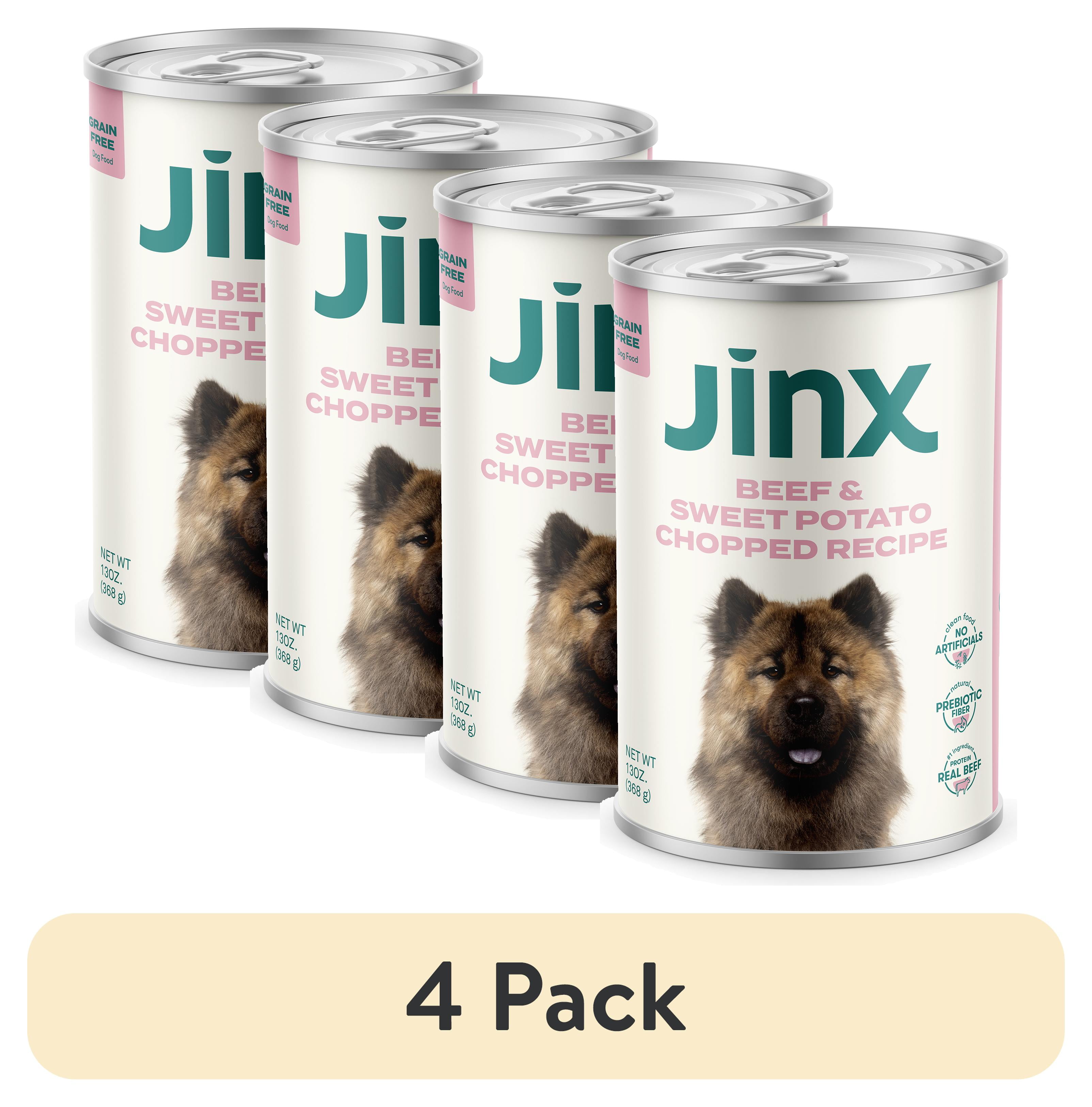 (4 pack) Jinx Chopped Beef Recipe Natural Wet Dog Food, Grain-Free, 13 ...