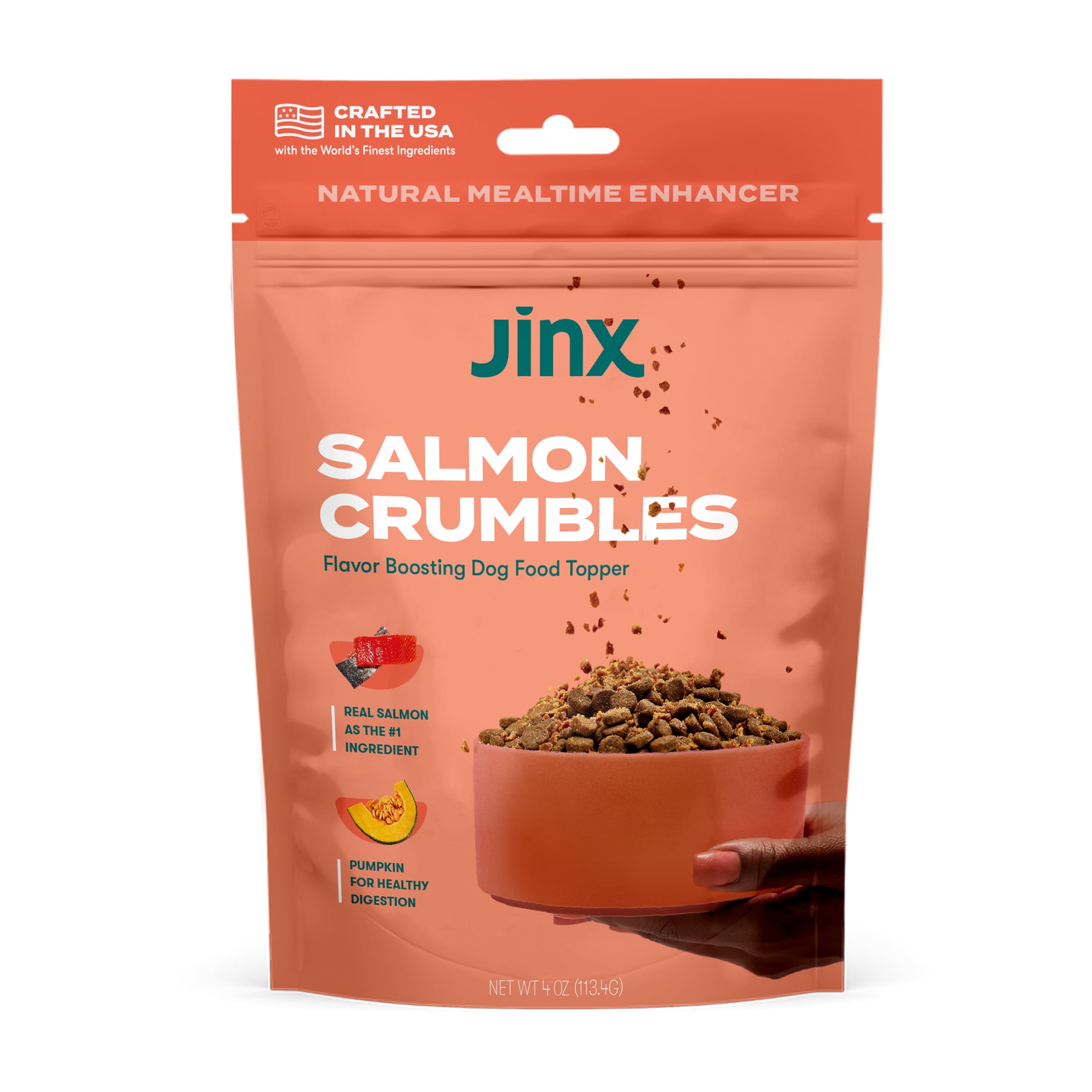 Jinx Crumbles Salmon Recipe Flavor-Boosting Natural Dog Food Topper, 4 ...