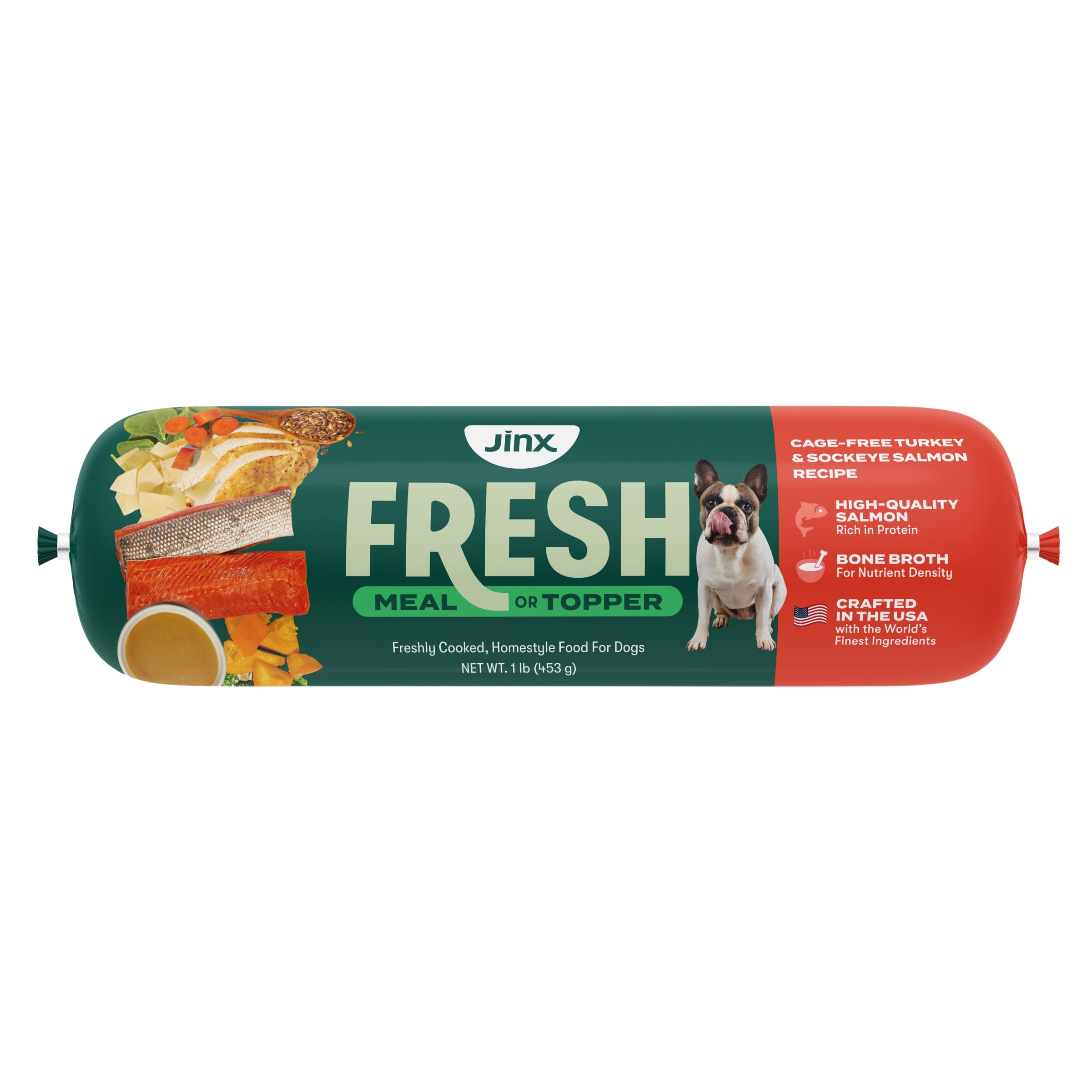 Jinx Fresh Cage-Free Turkey & Sockeye Salmon Dog Food Meal or Topper, 1 ...