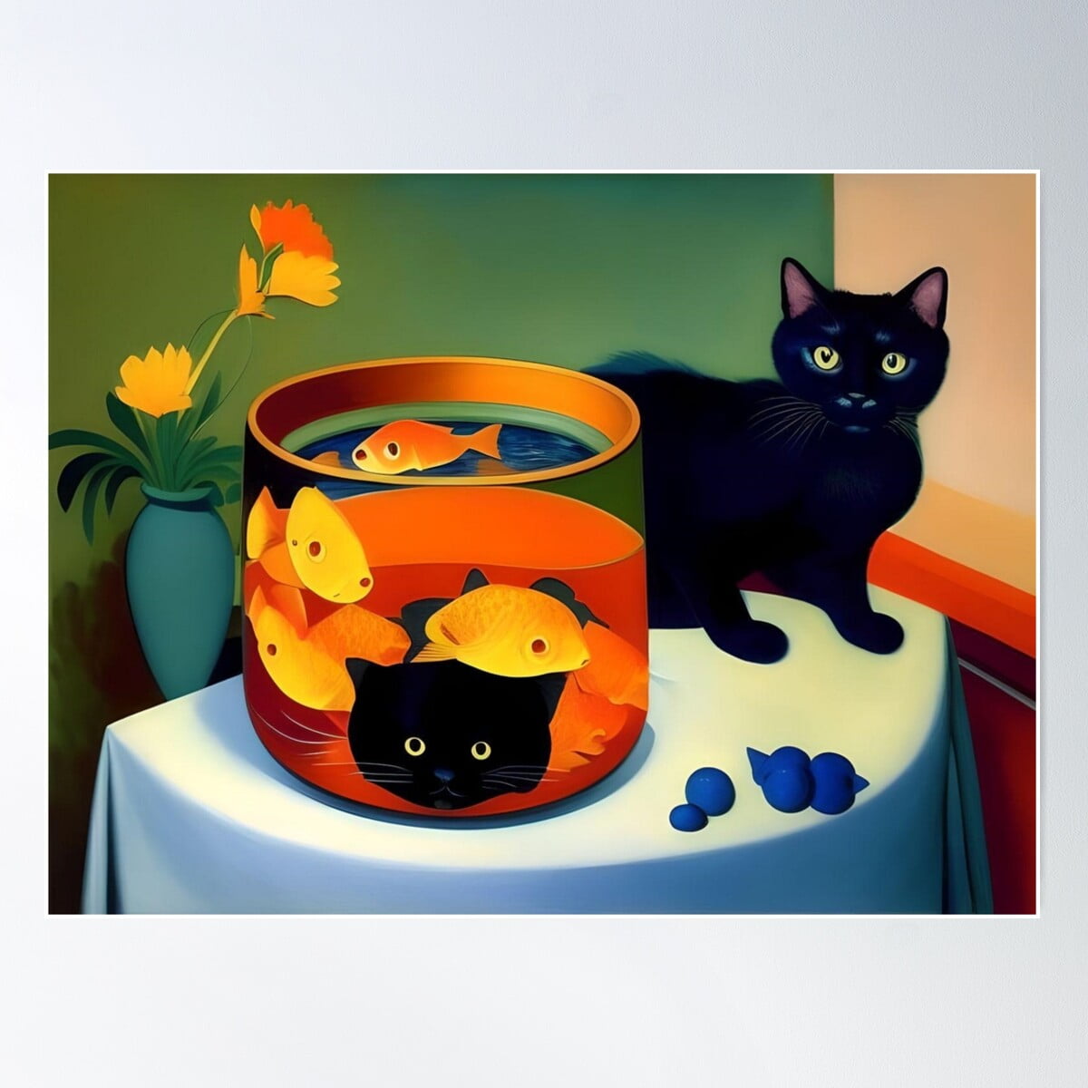 Jinx Goes For A Swim - Cats In A Goldfish Bowl Humorous Cat Hijinks ...