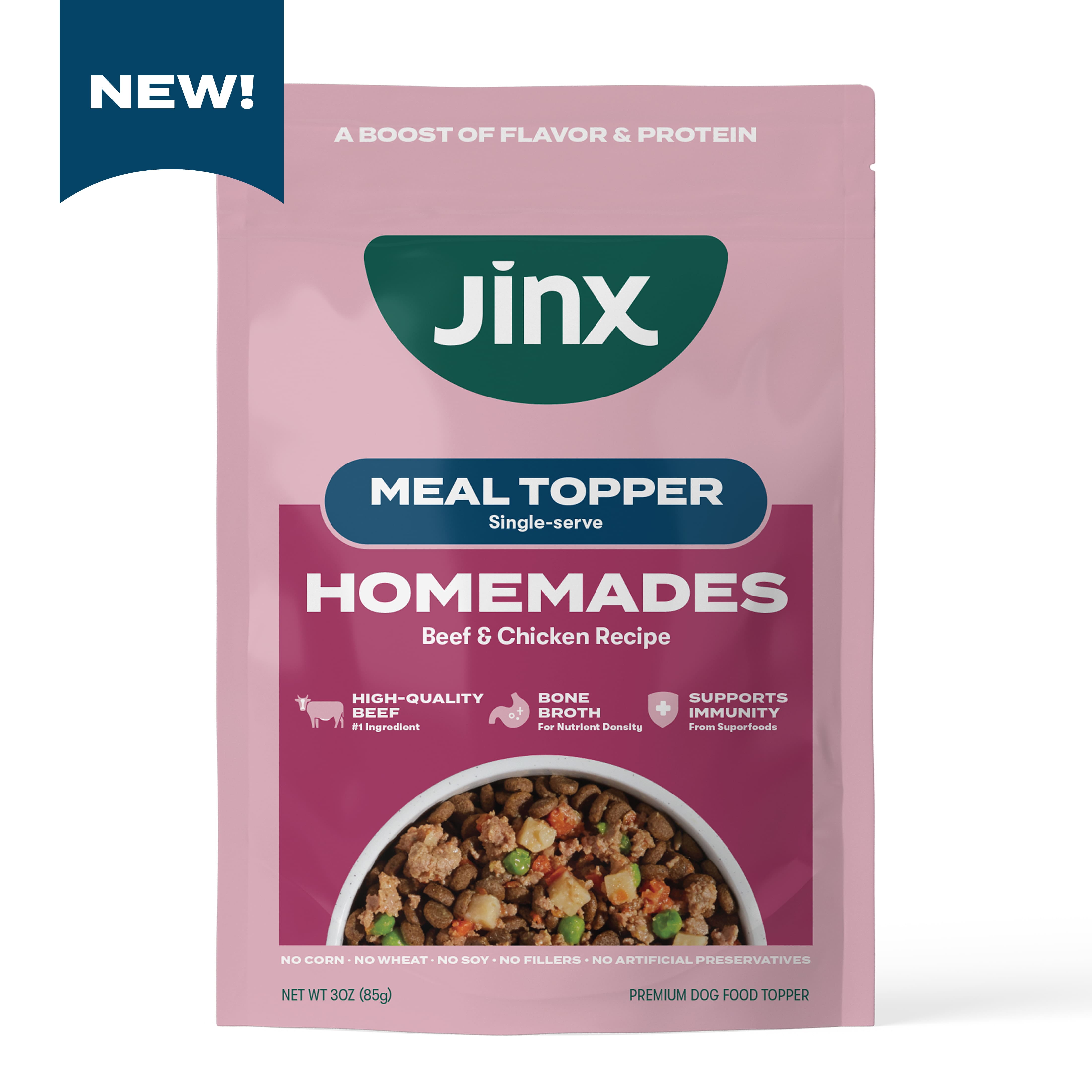 Jinx Homemades Beef & Chicken Single-Serve Wet Dog Food Meal Topper, 3 ...