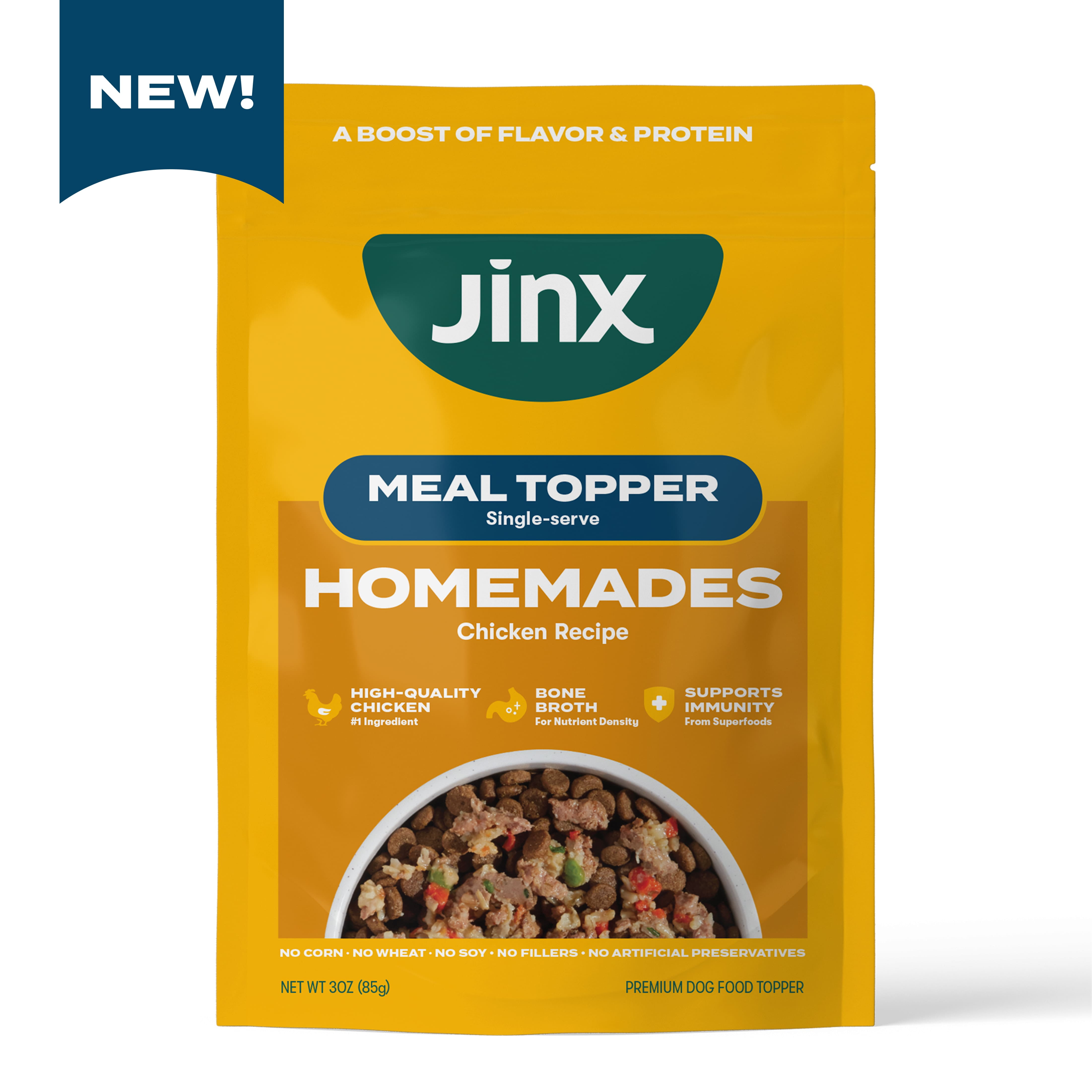 Jinx Homemades Chicken Single-Serve Wet Dog Food Meal Topper, 3 oz ...