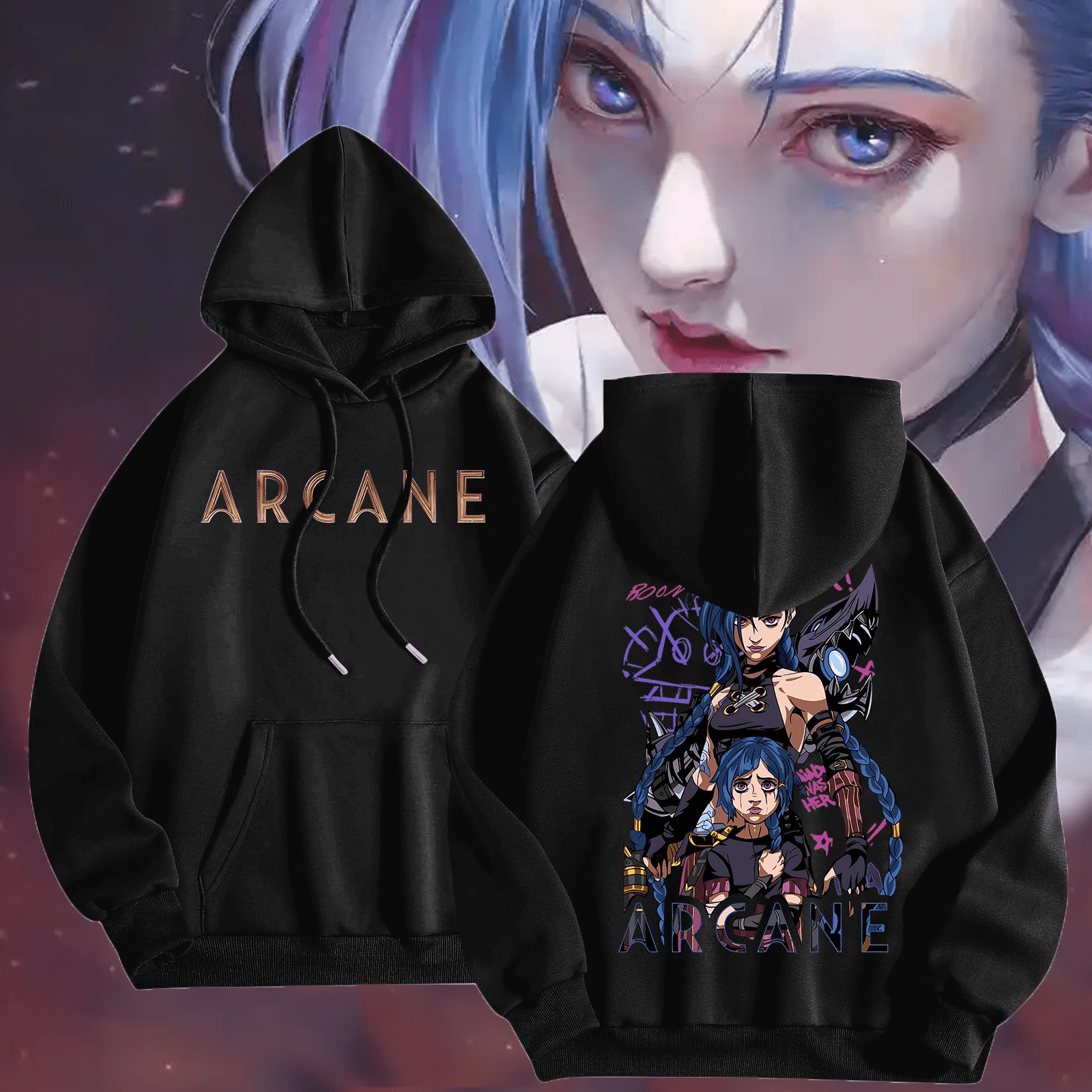 Jinx Hoodie Women Jinx Hoodie 3d Arcane League of Legends Figures ...
