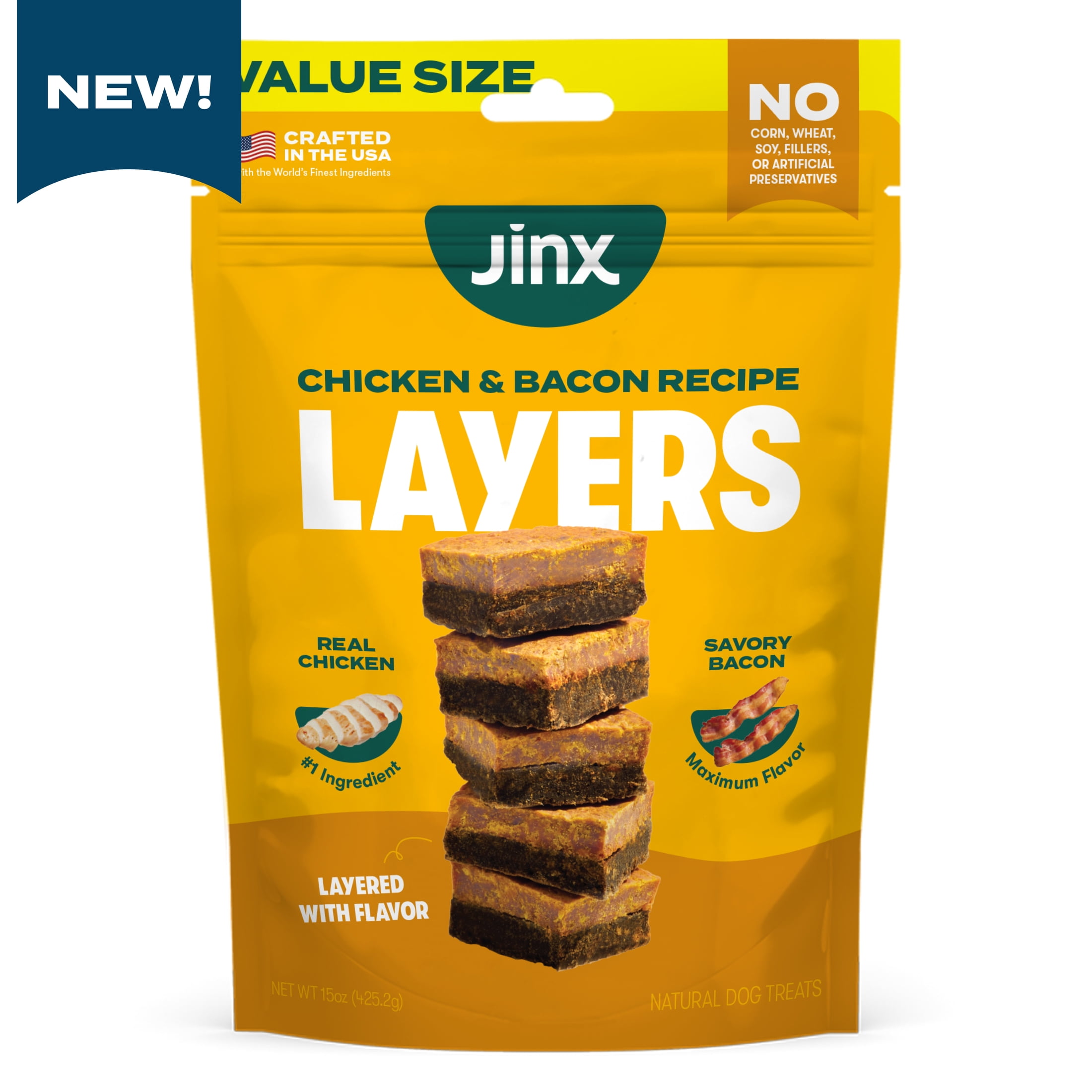 Jinx Chicken & Bacon Recipe Layers Treats, 15 oz Bag - Walmart.com