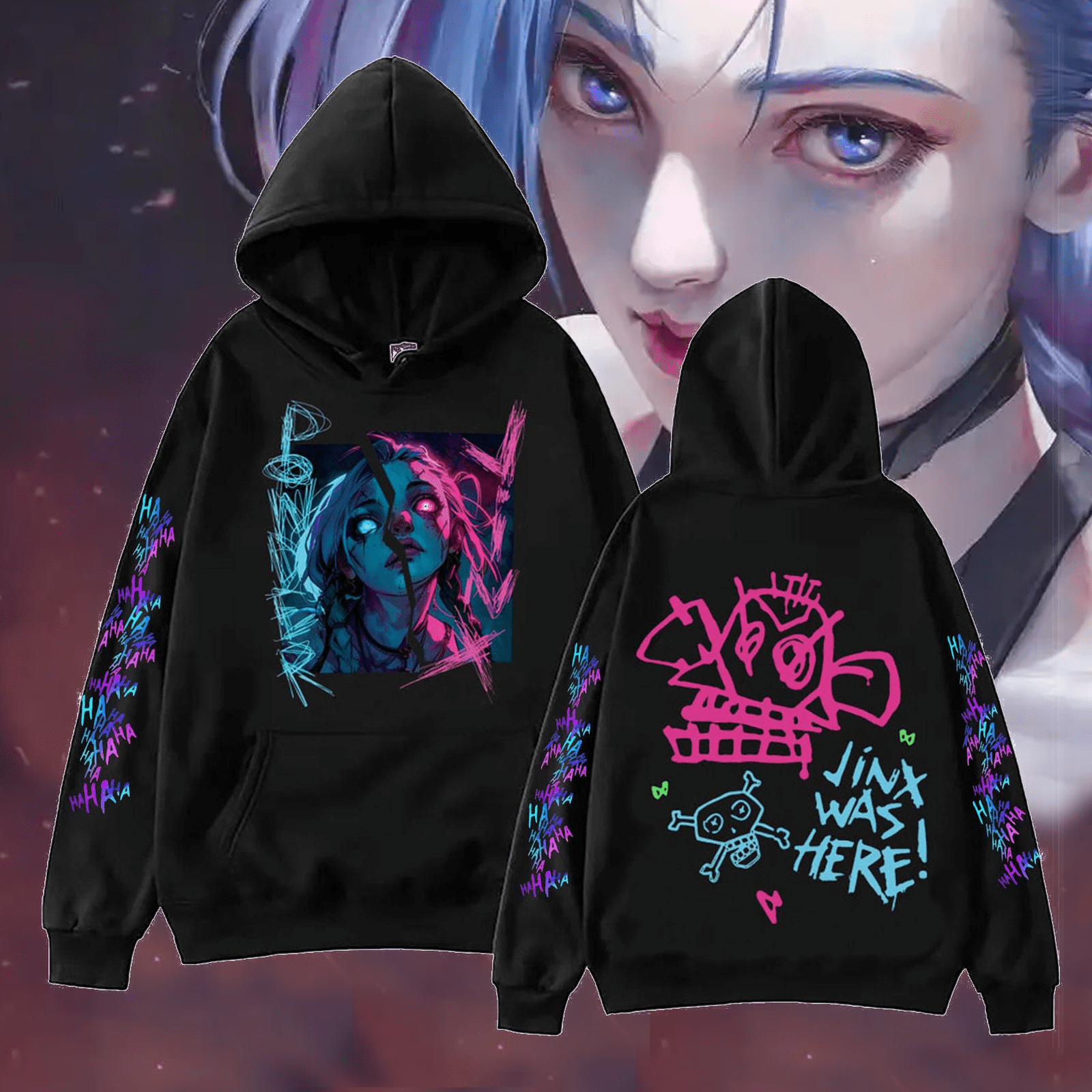 Jinx Mens Arcane Merchandise Hoodie Arcane Merch Jinx Hoodie Mens ...