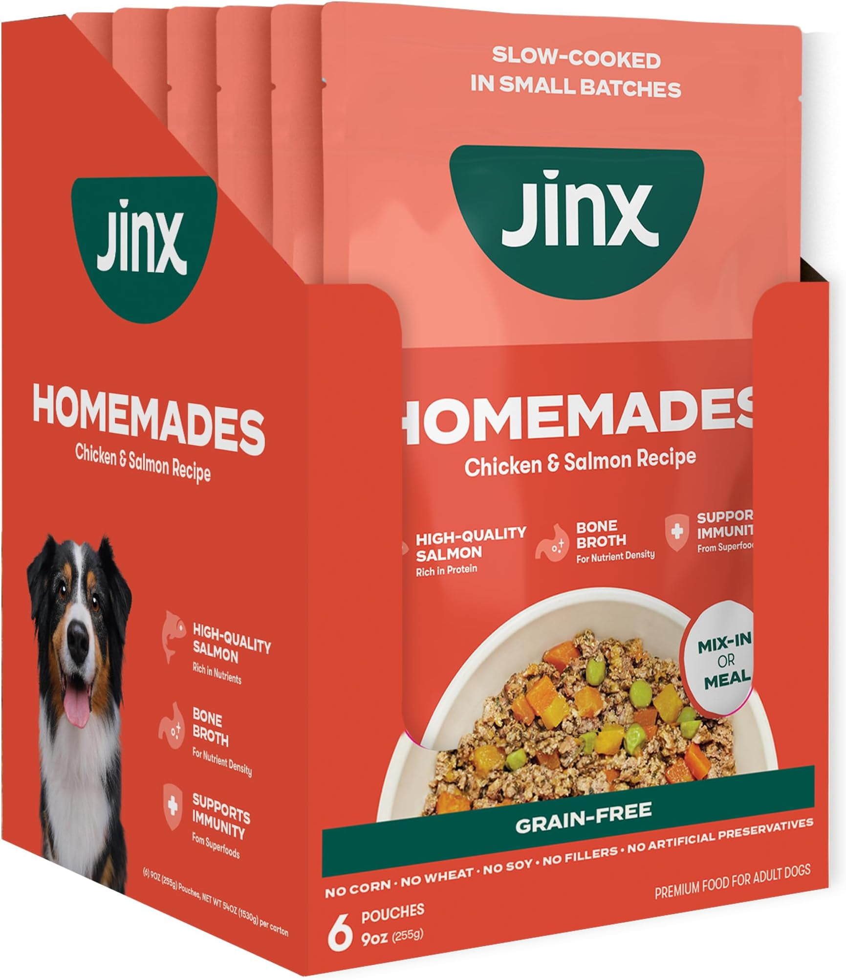 Jinx Salmon Wet Dog Food Topper, Mix with Dry Dog Food, Made with Real ...