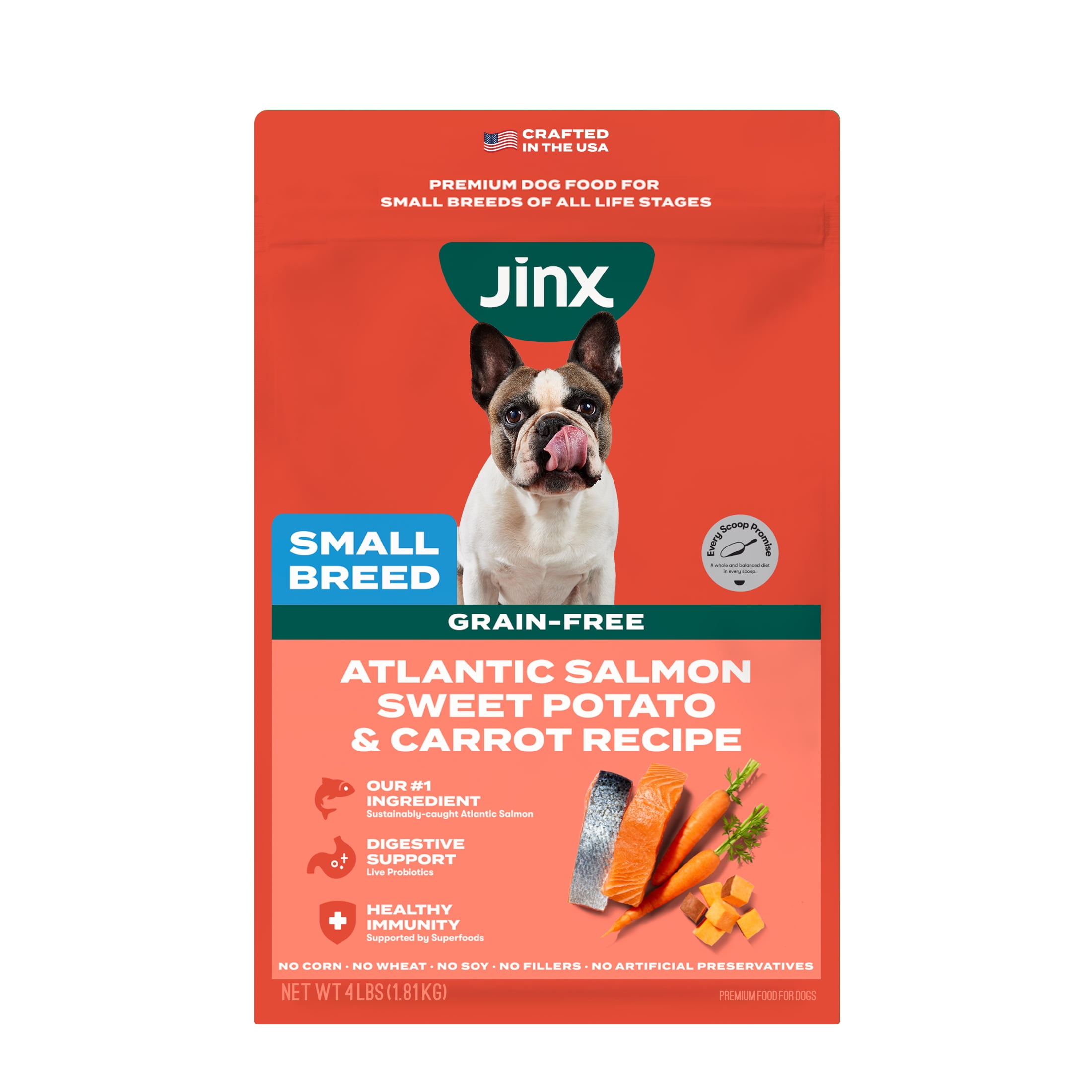 Jinx Small Breed Salmon Dry Dog Food with Sweet Potatoes & Carrots 4lb ...