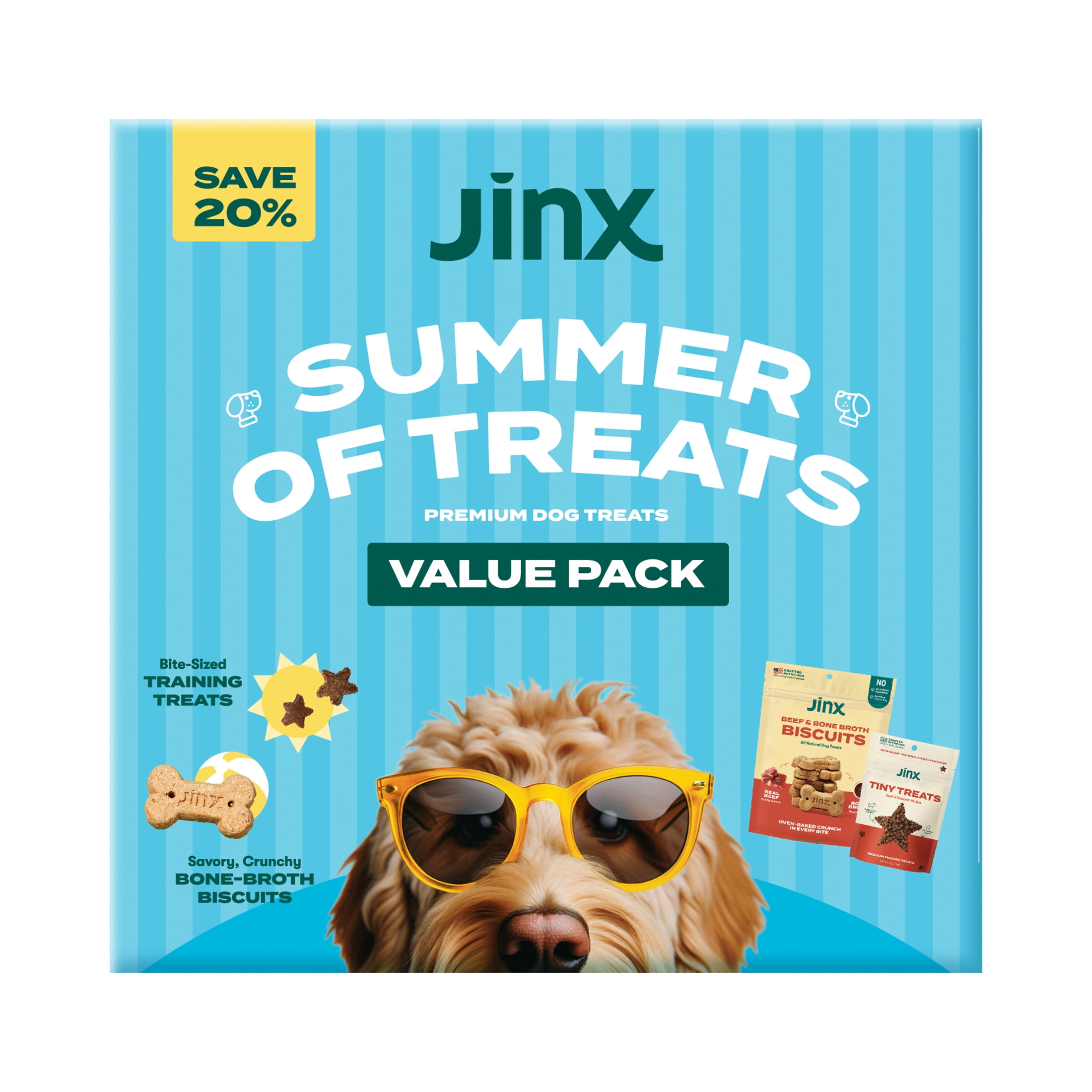 Jinx Summer of Treats Value Pack, Beef Bone Broth Biscuits & Beef ...