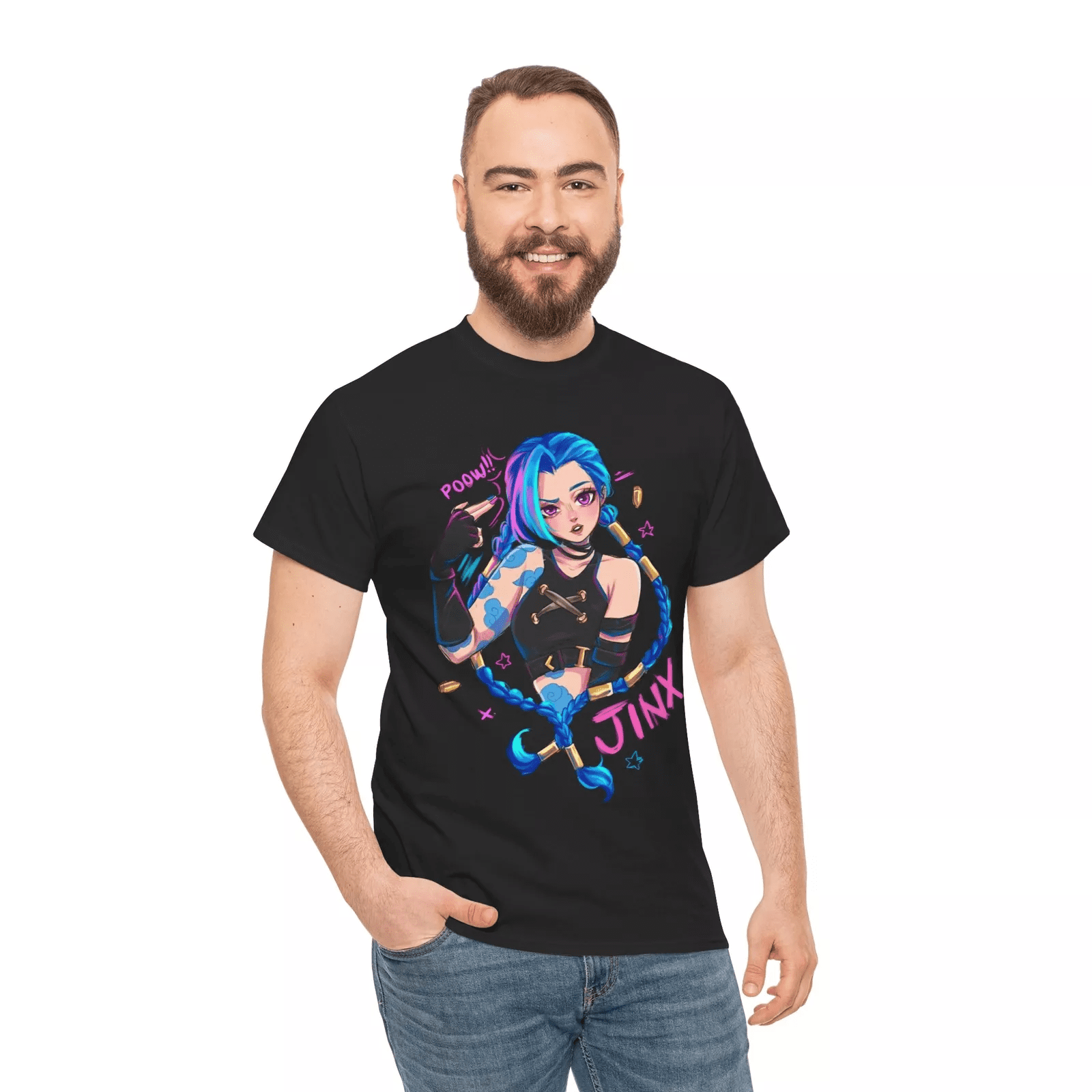 Jinx, Video game T-shirt, Anime merch, Gift for gamers, Graphic Tee ...