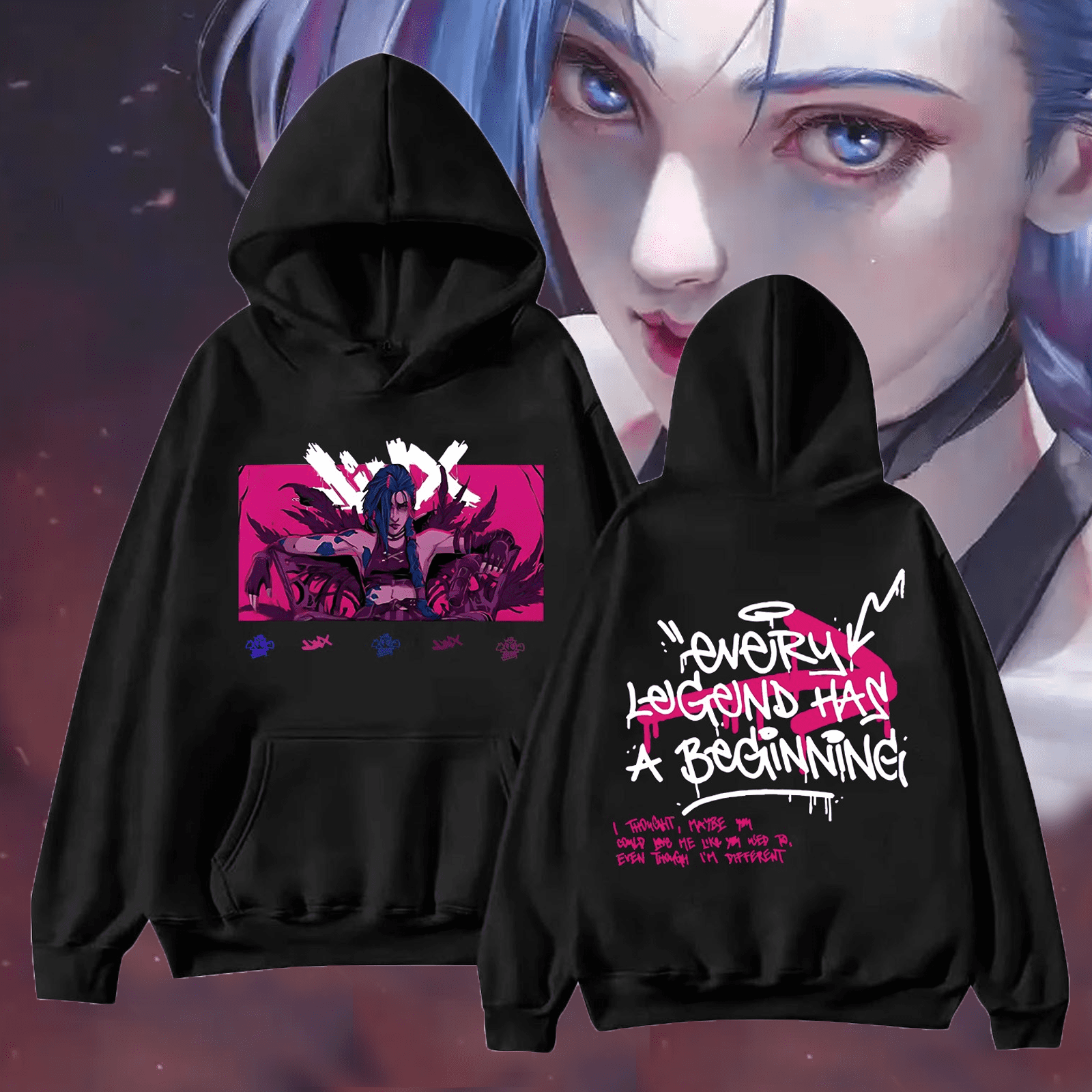 Jinx Wimens Arcane Merchandise Hoodie Jinx Hoodie 3d Arcane League of ...