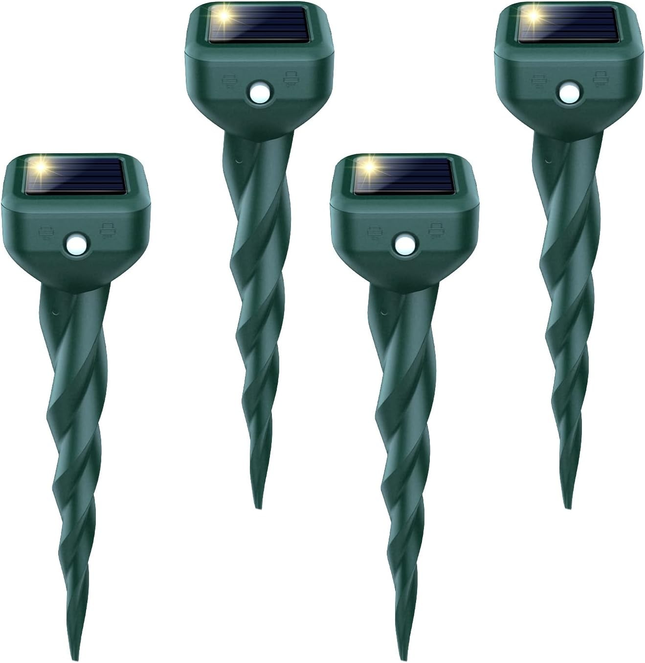 Jinyi 4 Pack Solar Mole Repellent Stake, Sonic Spikes Get Rid for Snake ...