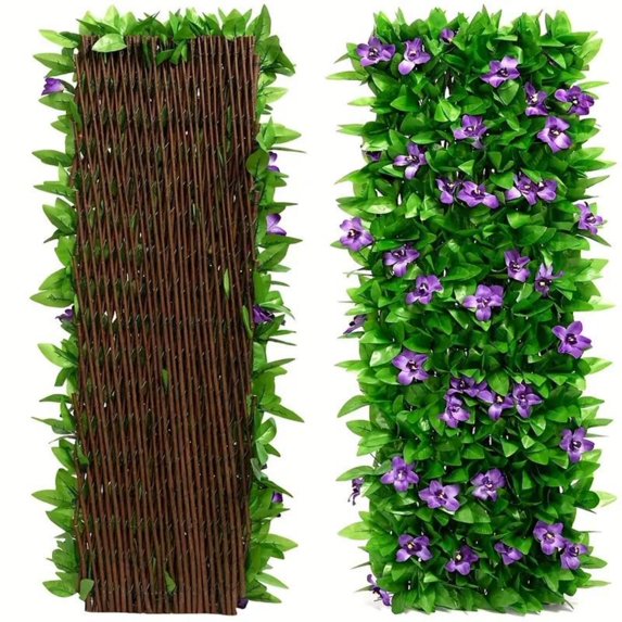 Jinyi Expandable Ivy Privacy Fence With Purple Orchid Flowers, 40 Ties ...