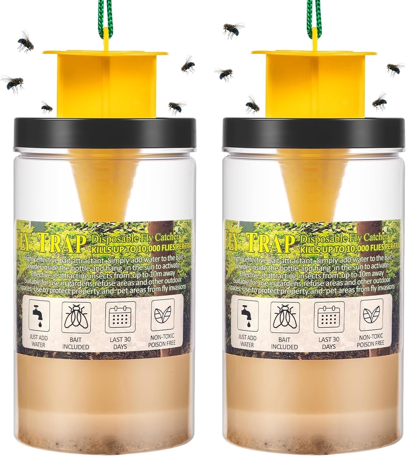 G · PEH Fly Traps Outdoor Hanging Fly Catchers with Bait Refill ...
