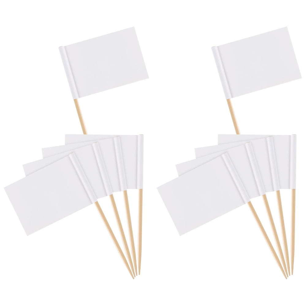 Jinyuann 100pcs/1 Set Blank Flag Design Cake Toppers Creative Cake ...