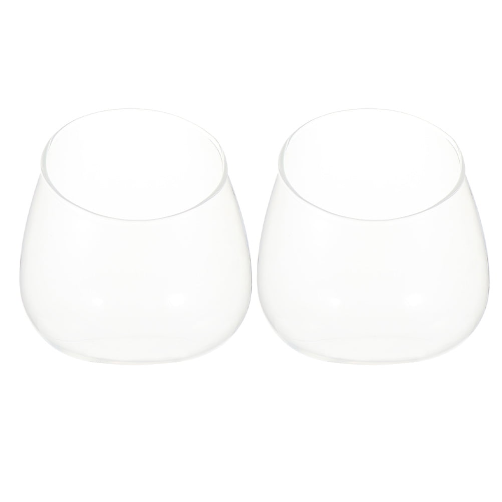 Jinyuann Set of 2 Cut Clear Bubble Flower Vases Fish Bowls Plant ...