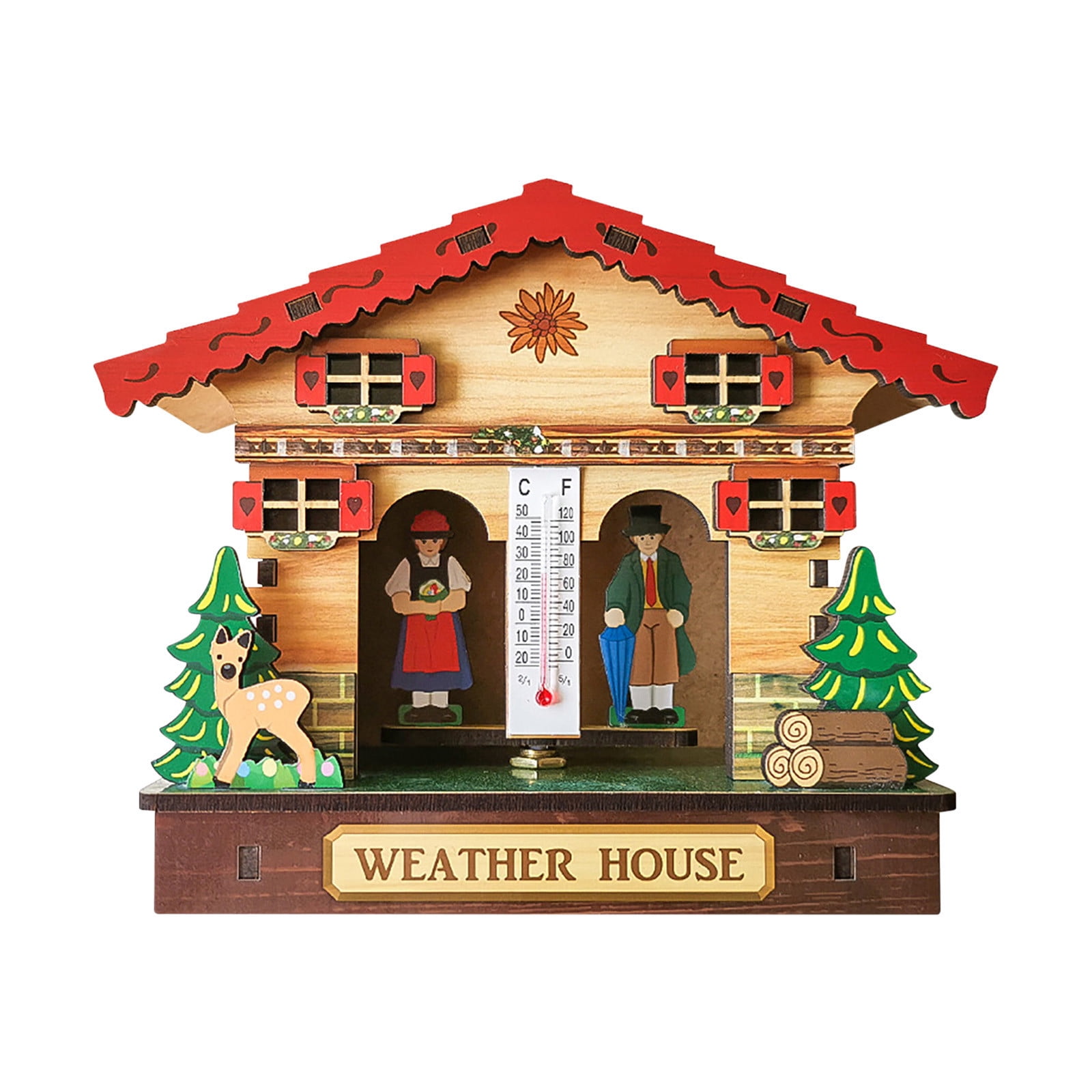 Jioakfa Barometer Men And Women Weather House Forest Weather House ...