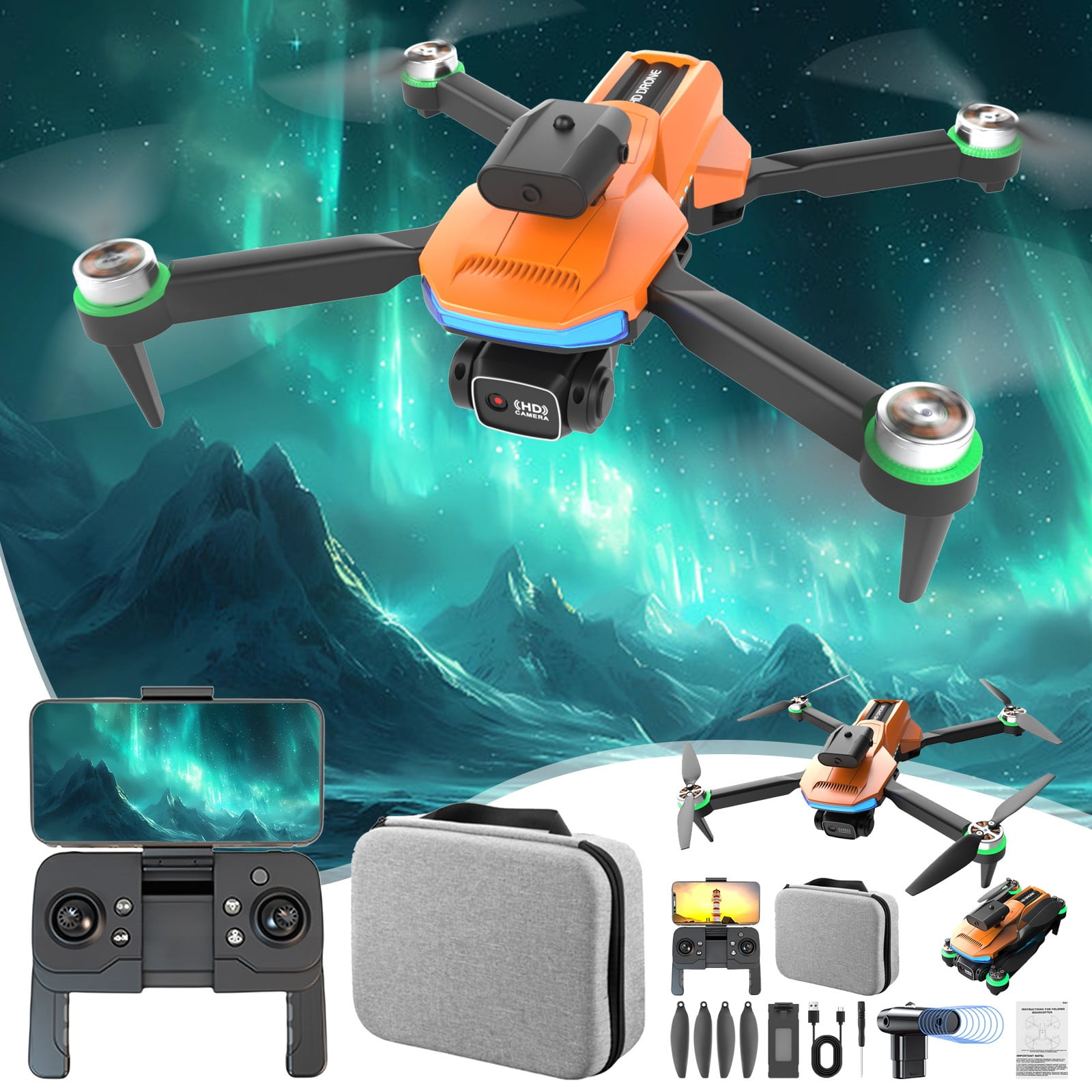 Jioakfa Brushless Motor Drones With 2 Cameras Wind Resistance Headless ...