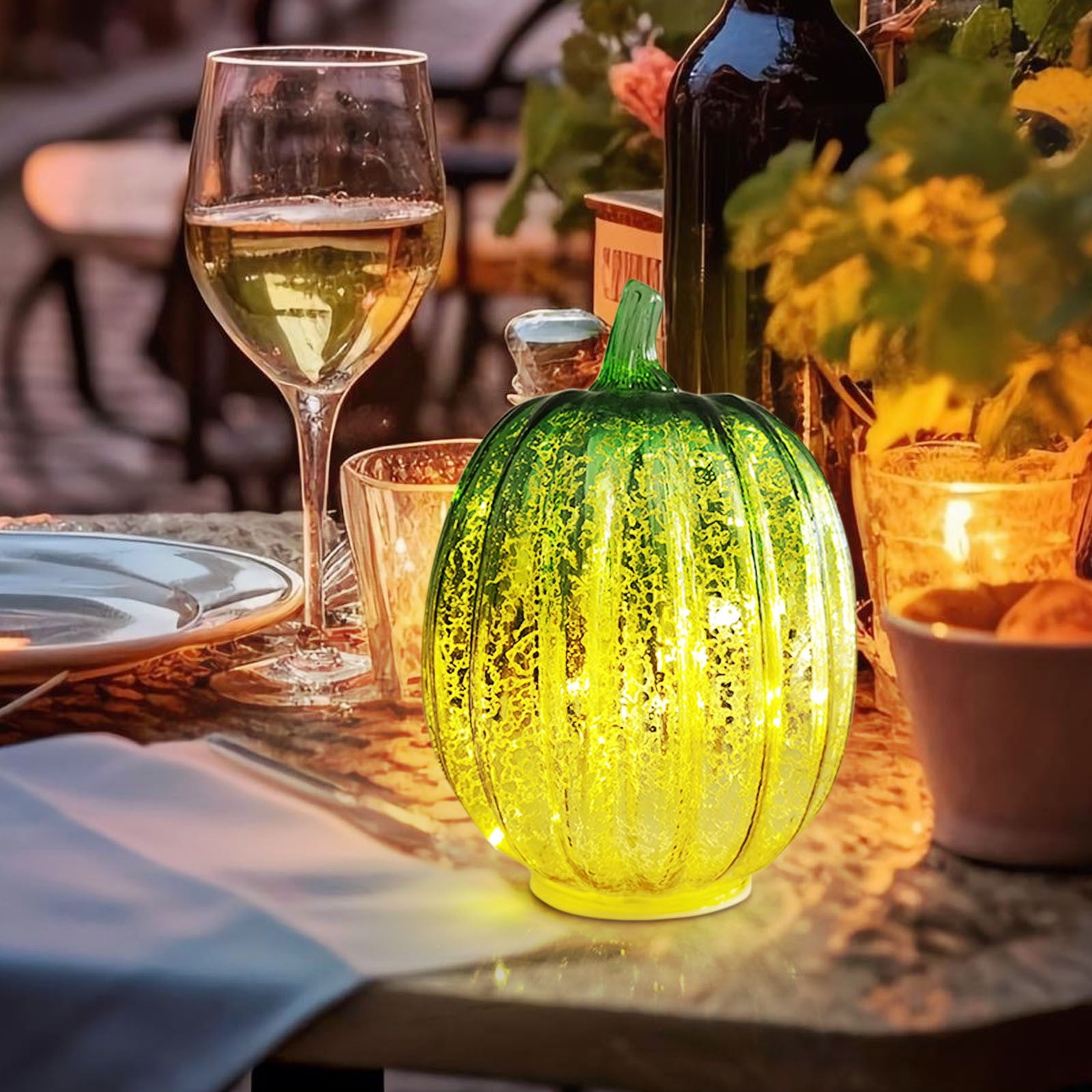 Jioakfa Fall Lighted Glass Pumpkins – Battery Operated Glass Pumpkin ...