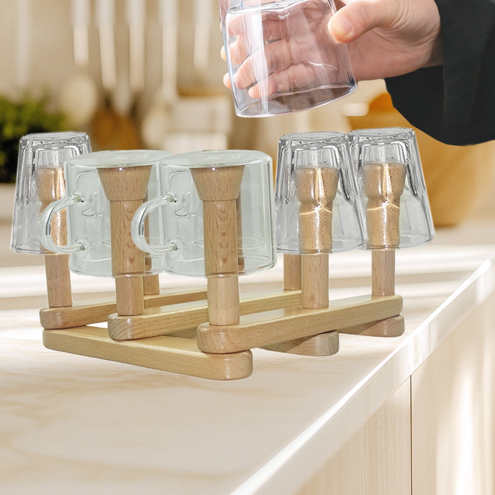 Jioakfa Foldable And Detachable Wooden Cup Drained Storage Rack ...