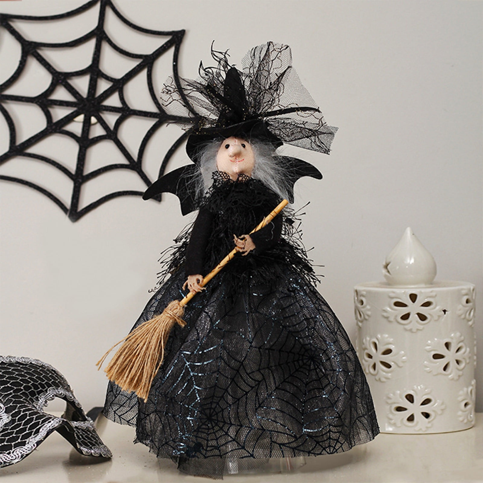 Jioakfa Halloween Witch Doll With Broom - Funny Witch Doll Toys For ...