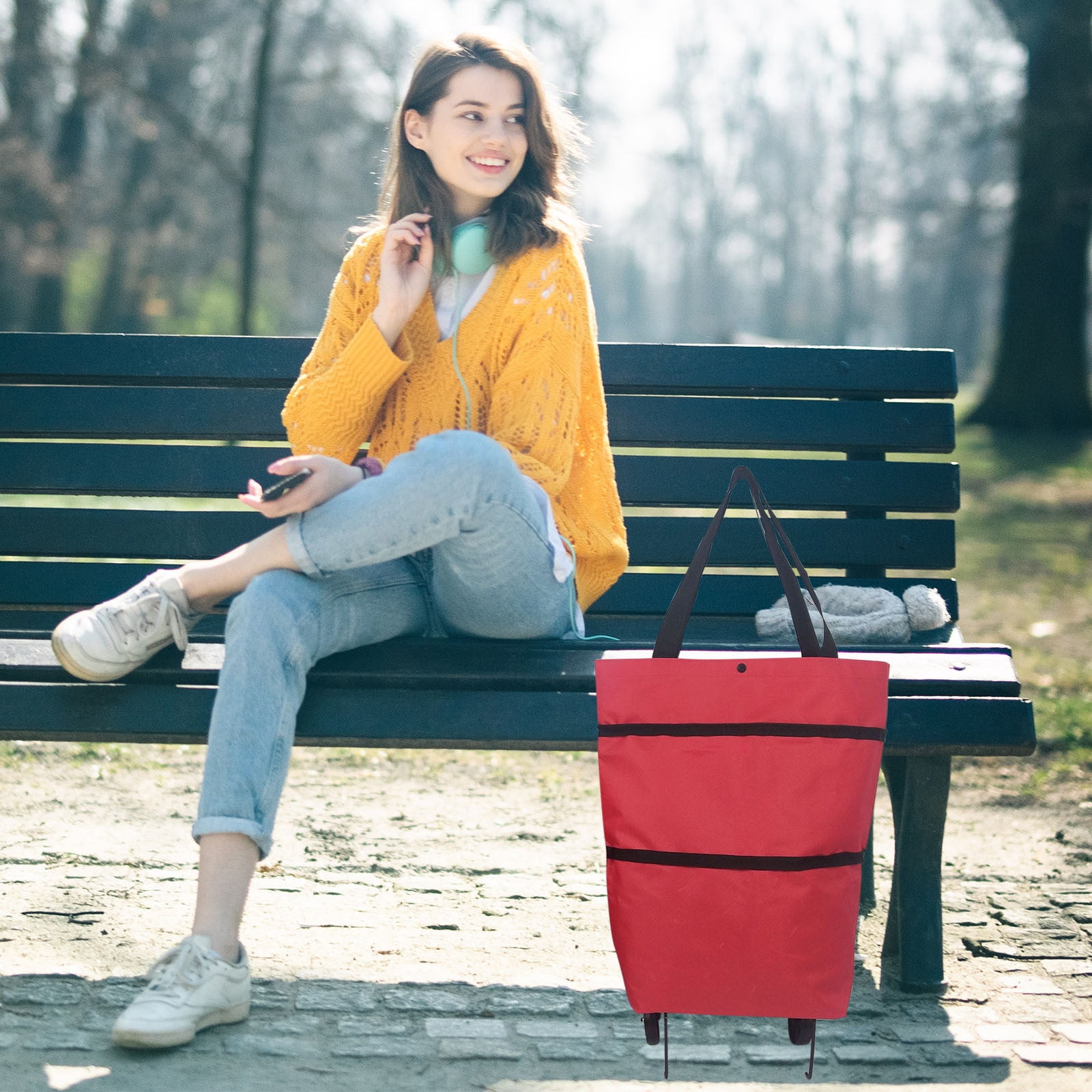 Jioakfa Handheld Shopping Tow Wheel Bag Folding Tow Wheel Bag Home ...
