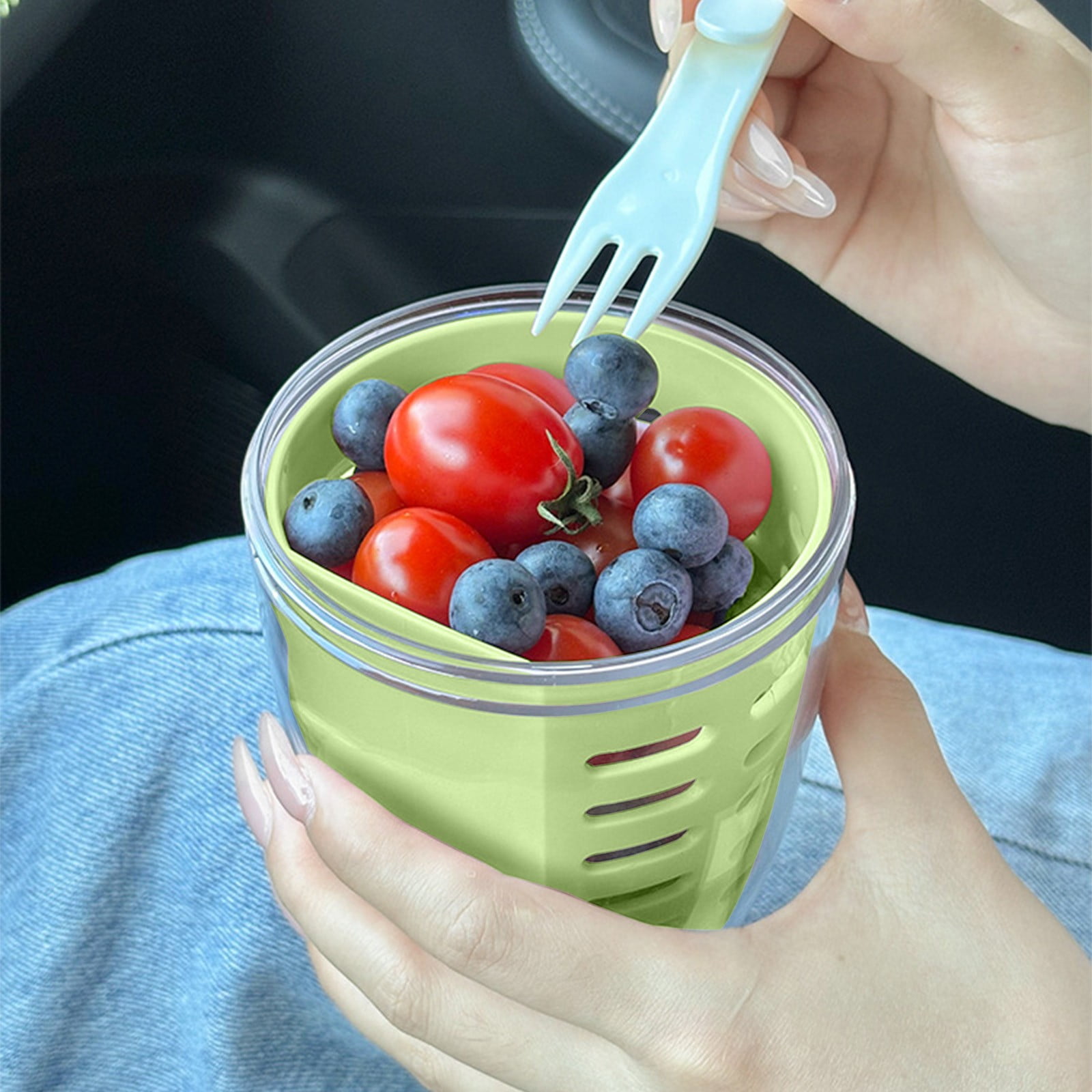 Jioakfa Kitchen Products Fruit Slaw Storage Cup With Lids And Fork ...