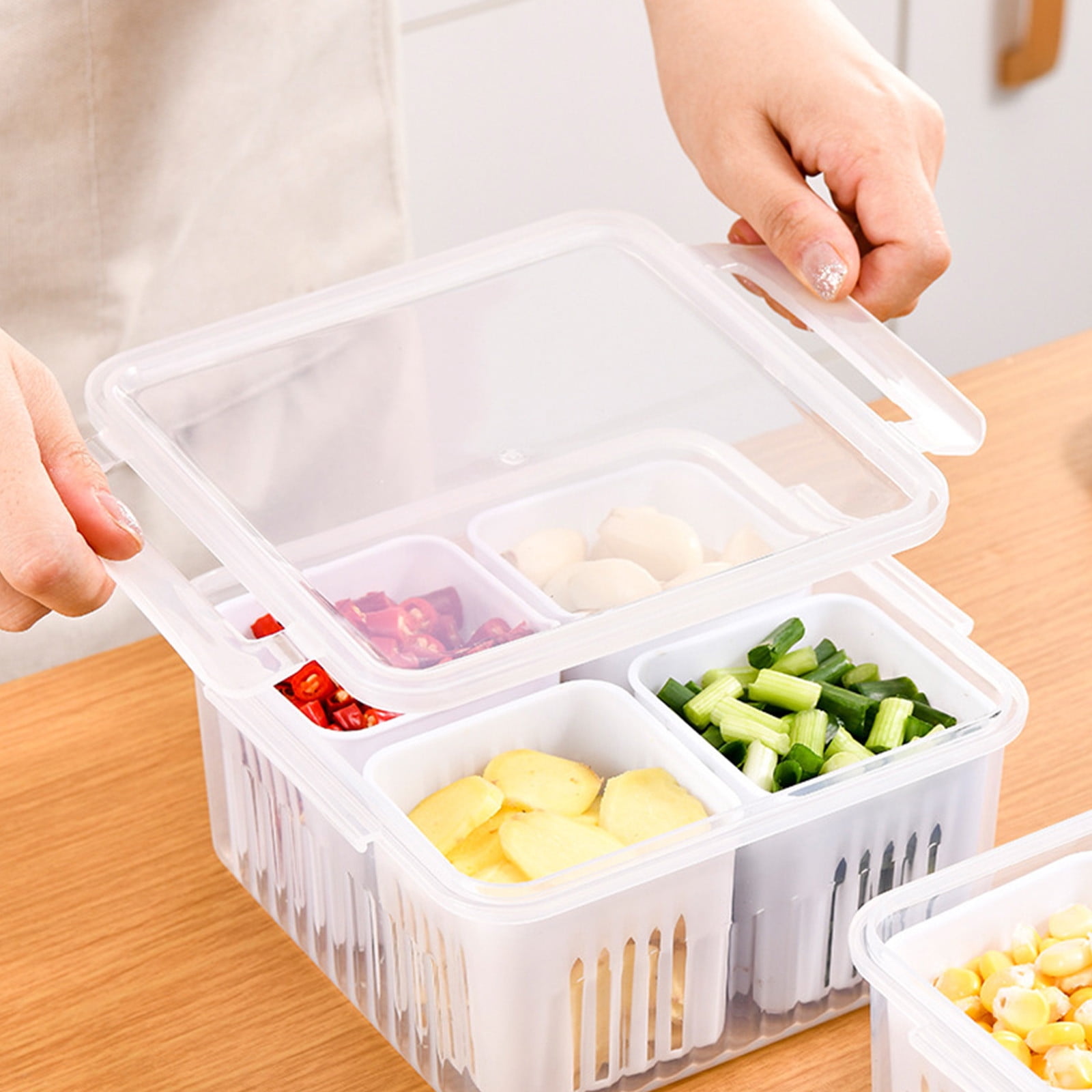 Jioakfa Kitchen Utensils Four Compartment Vegetable Organizer Suitable ...