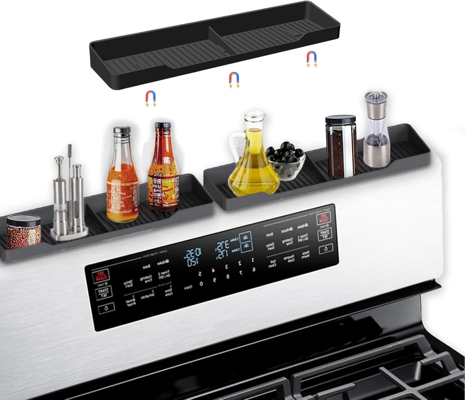 Jioakfa Magnetic Stove Top Shelf, Magnetic Silicone Kitchen Spice Rack ...
